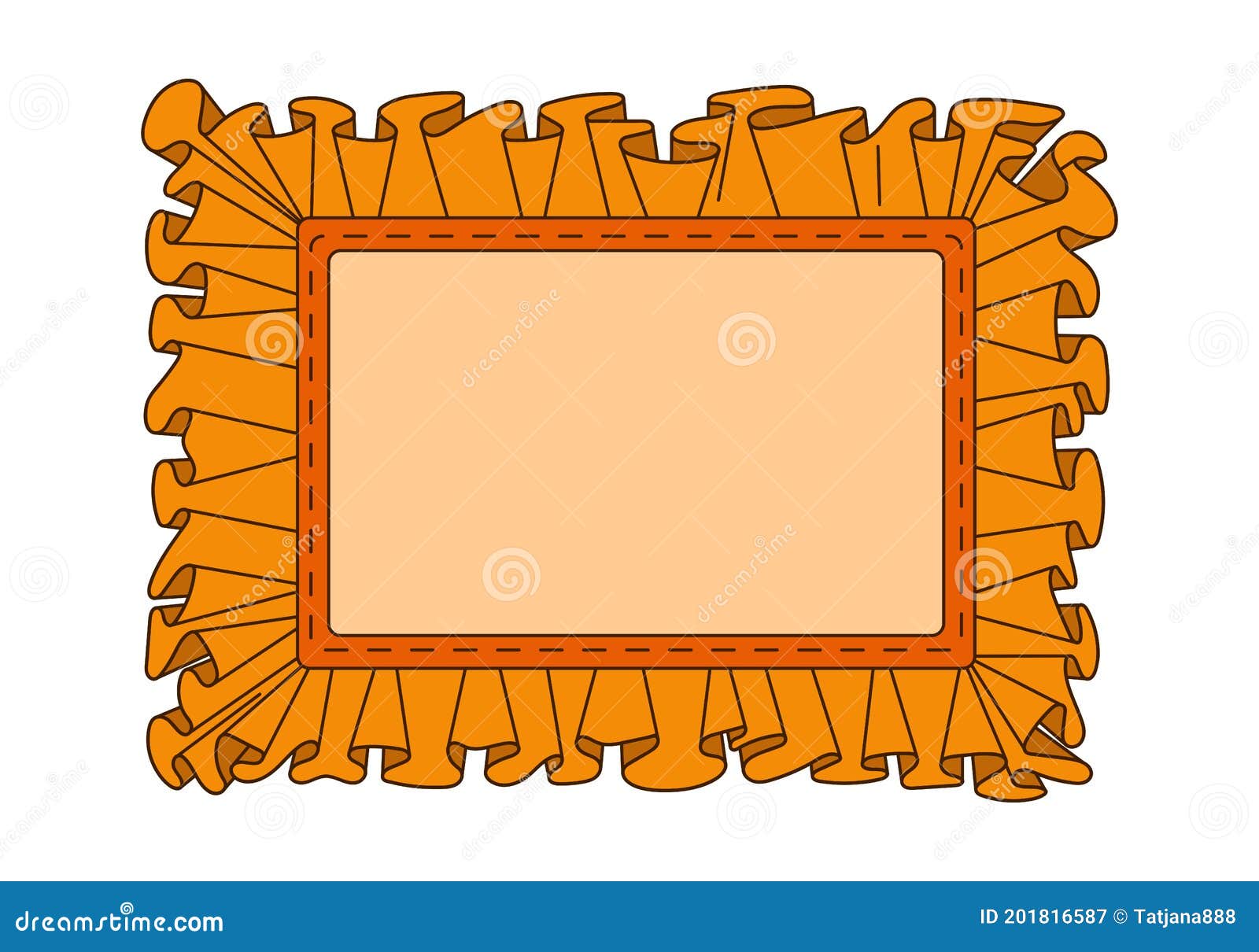 Cute Rectangle Frame Template with Textile Ruffles and Ribbon. Stock ...
