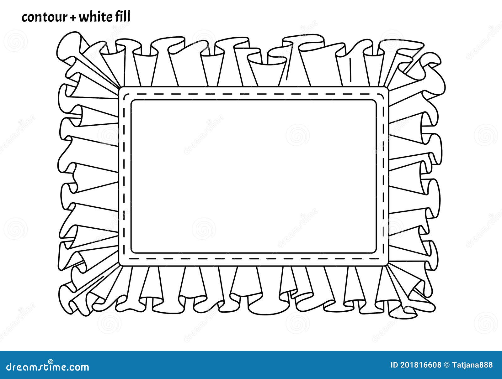 Cute Rectangle Frame Template with Textile Ruffles and Ribbon Stock ...