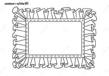 Cute Rectangle Frame Template with Textile Ruffles and Ribbon Stock ...
