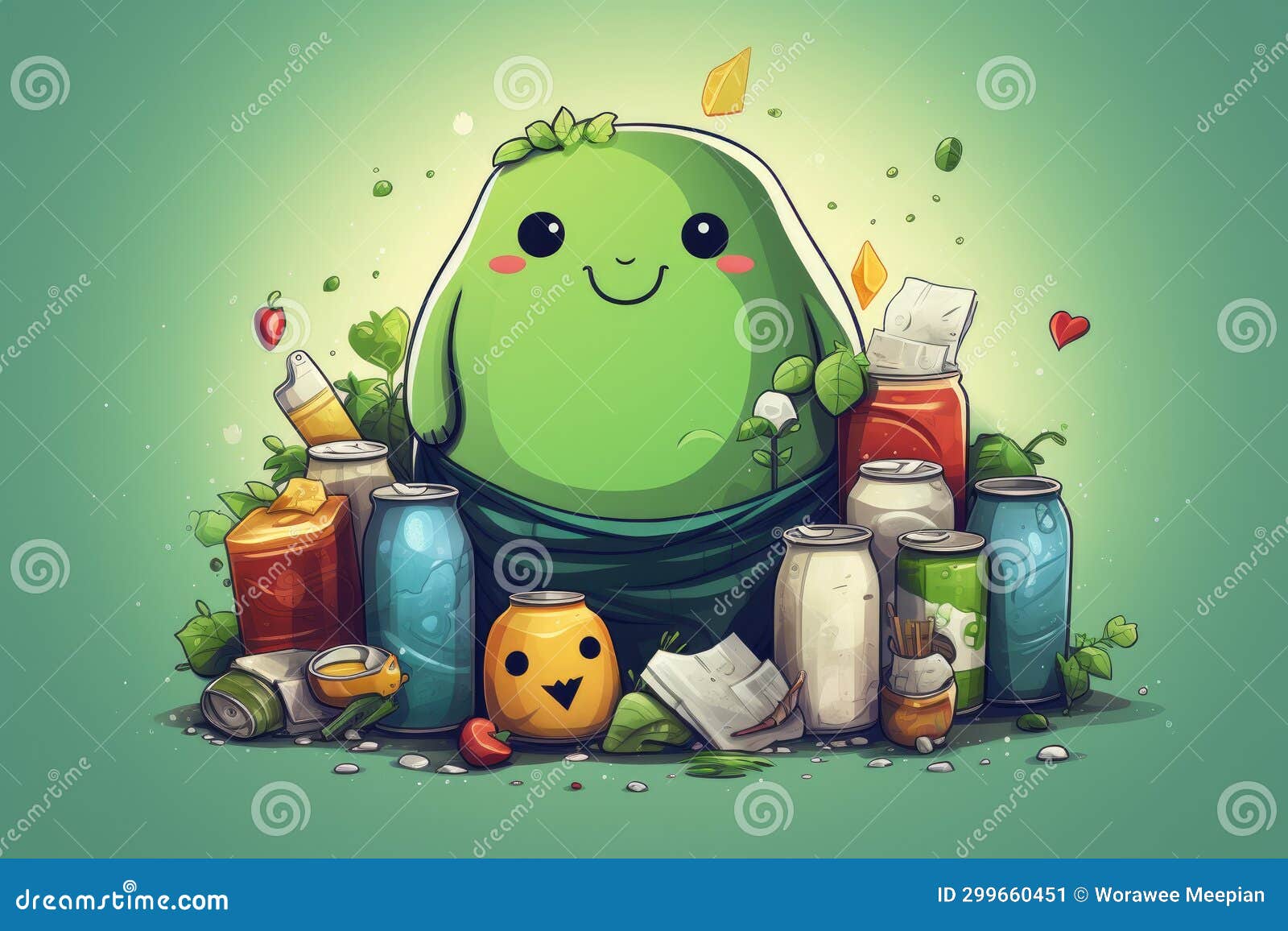 Cute Recycle Character. Global Sustainability Concept Stock ...