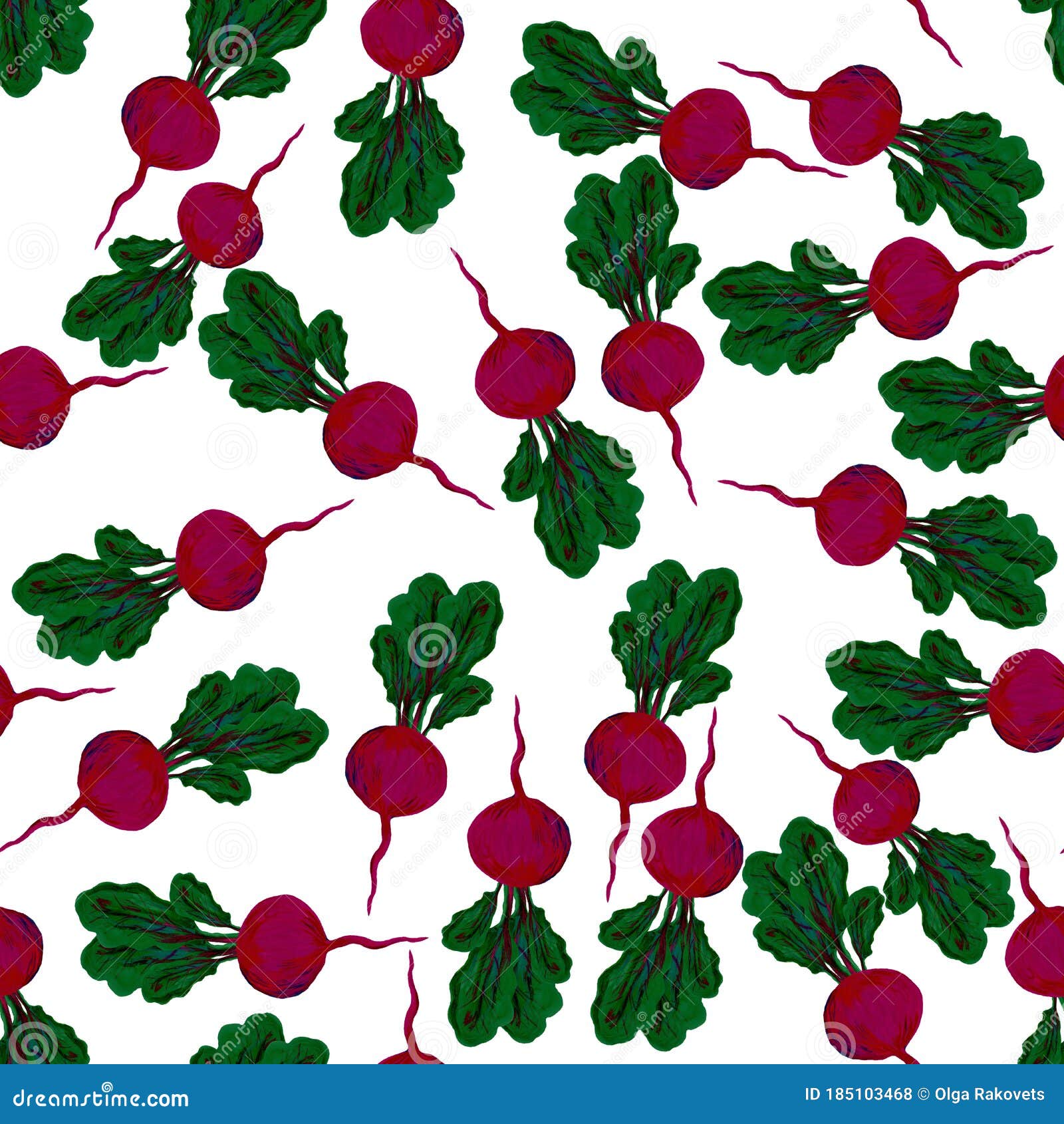 Cute Red Beet with Green Leaves Seamless Pattern on Vegetable Theme ...