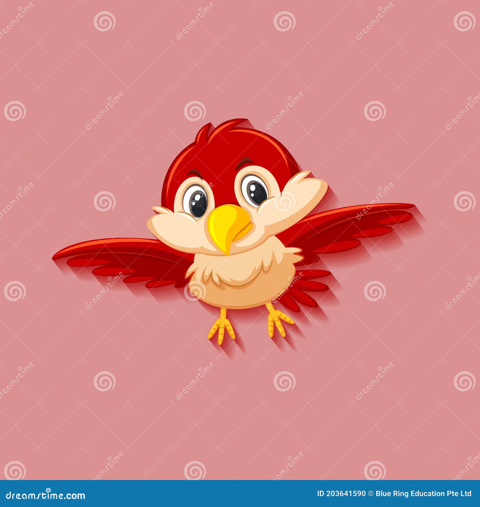 Cute Red Bird Cartoon Character Stock Vector - Illustration of colour ...