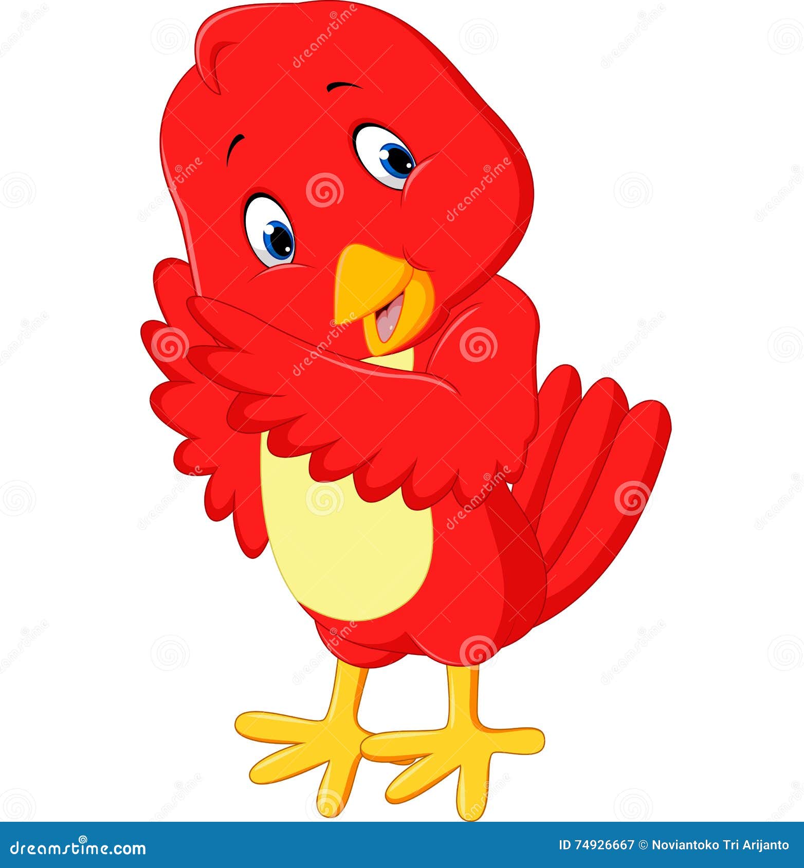 Cute red bird cartoon stock vector. Illustration of animal - 74926667
