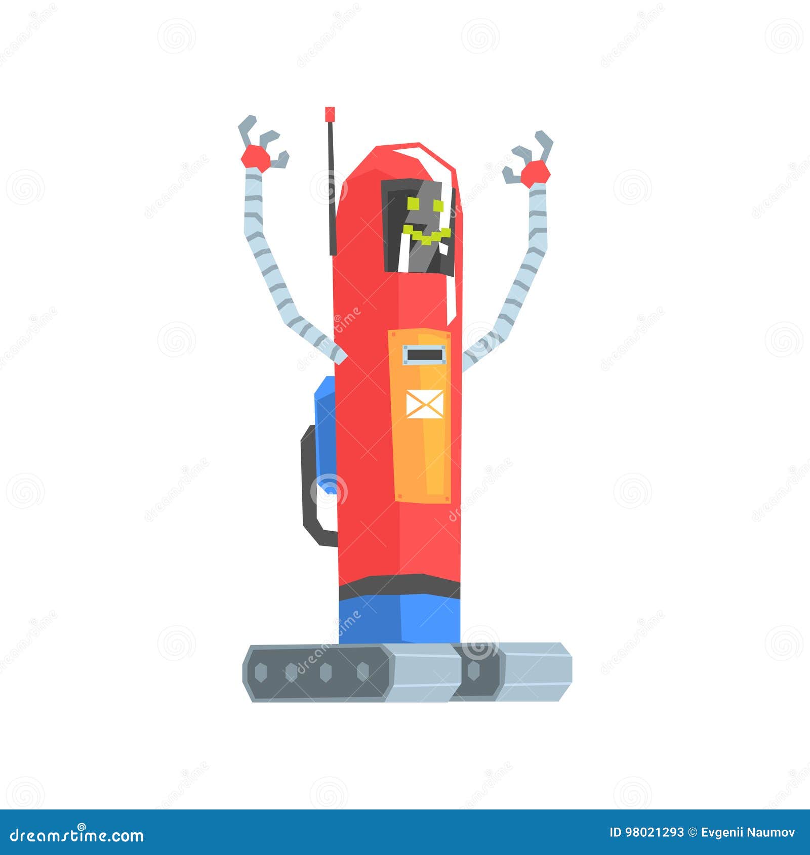 Cute Red Cartoon Robot Postman Character Vector Illustration Stock ...