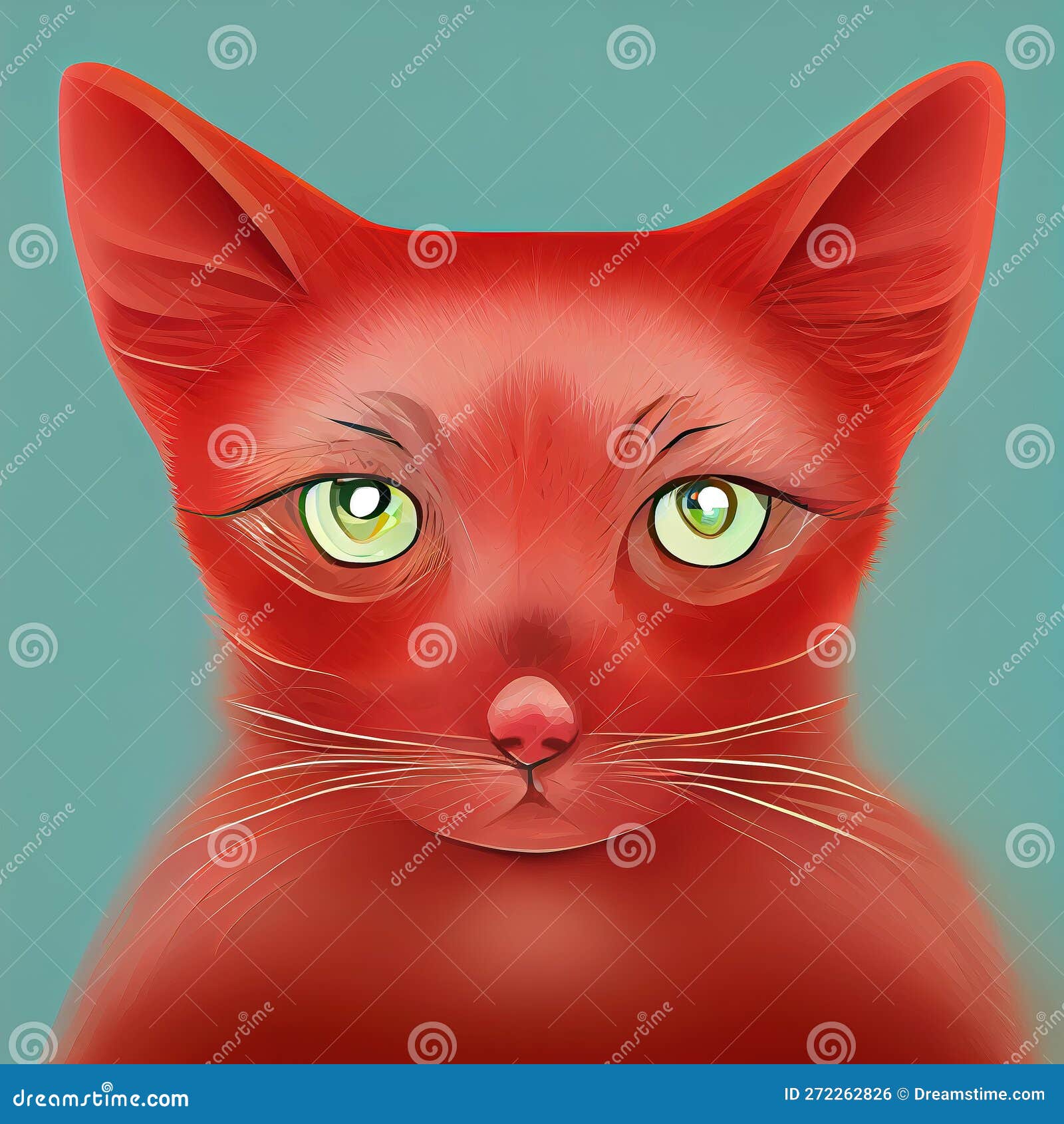 Cute Red Cat Portrait. Decorative Stylized Cat. Full Face Image. AI ...