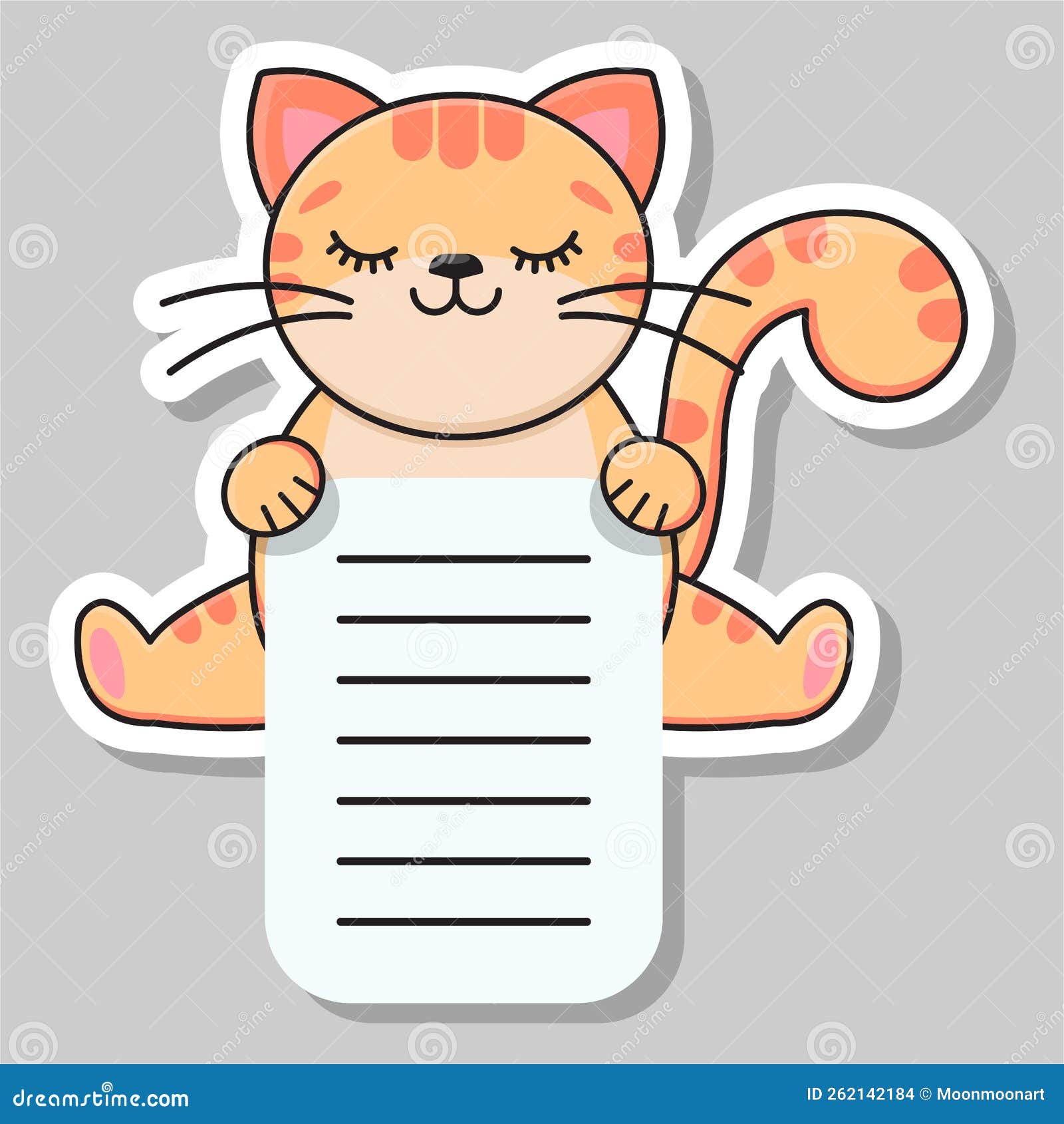Cute Red Cat. Vector Sticker. Notepad Sticker Stock Vector ...