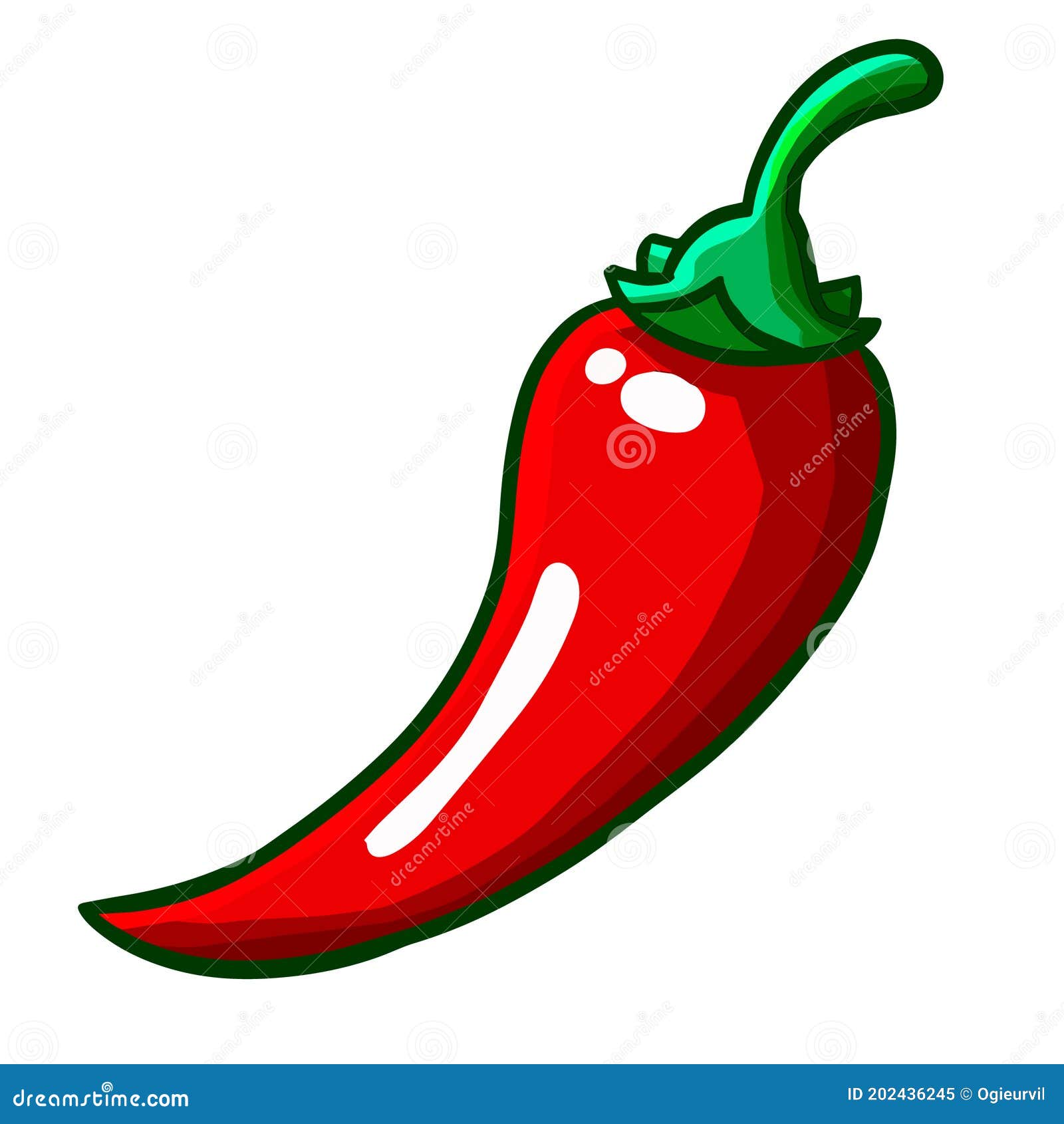 Cute Red Chili in Cartoon Style Stock Vector - Illustration of comical ...
