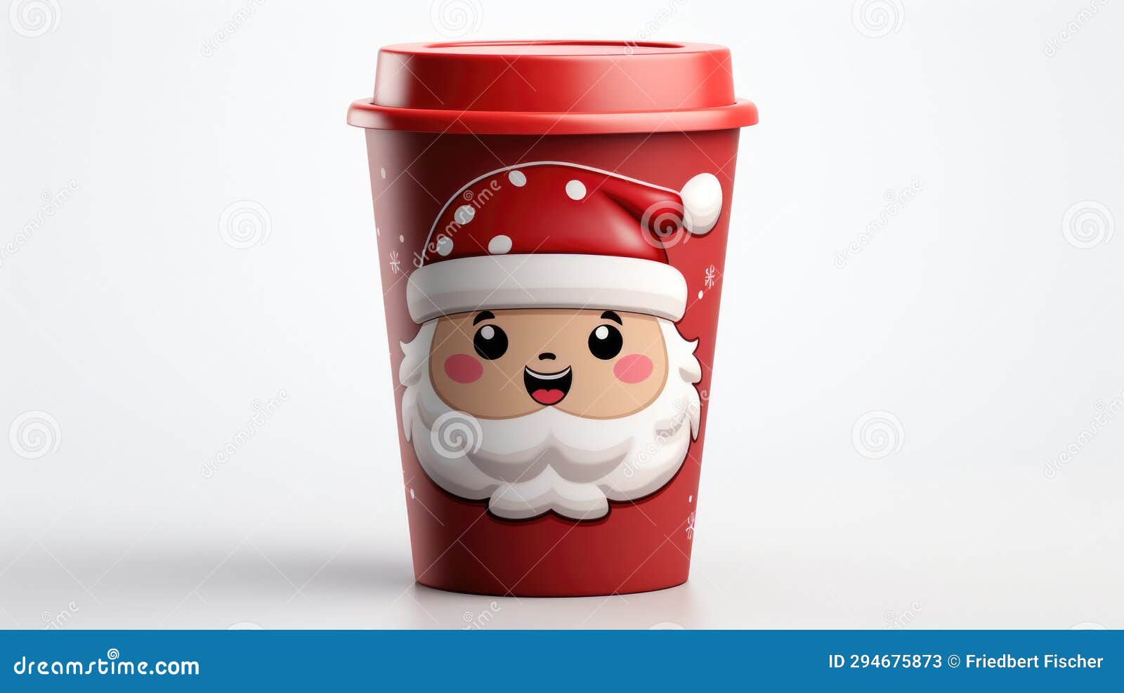 A Cute Red Cup with a Santa Face on it Stock Illustration ...