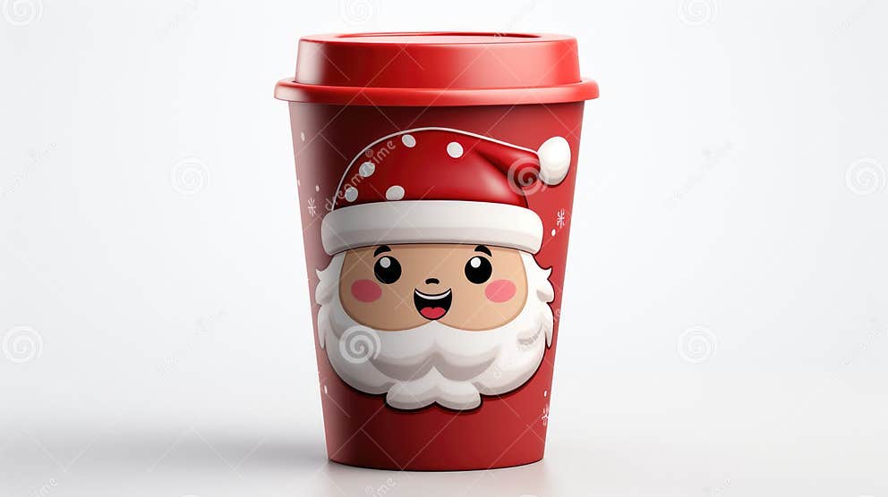 A Cute Red Cup with a Santa Face on it Stock Illustration ...