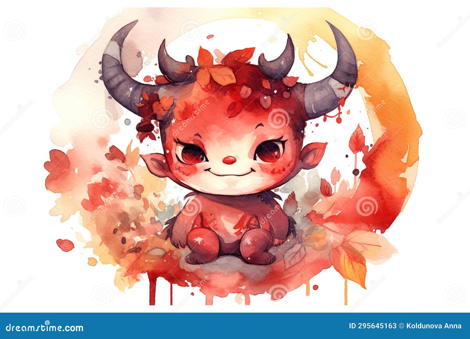 Cute Devil in Watercolor Illustration Stock Illustration - Illustration ...