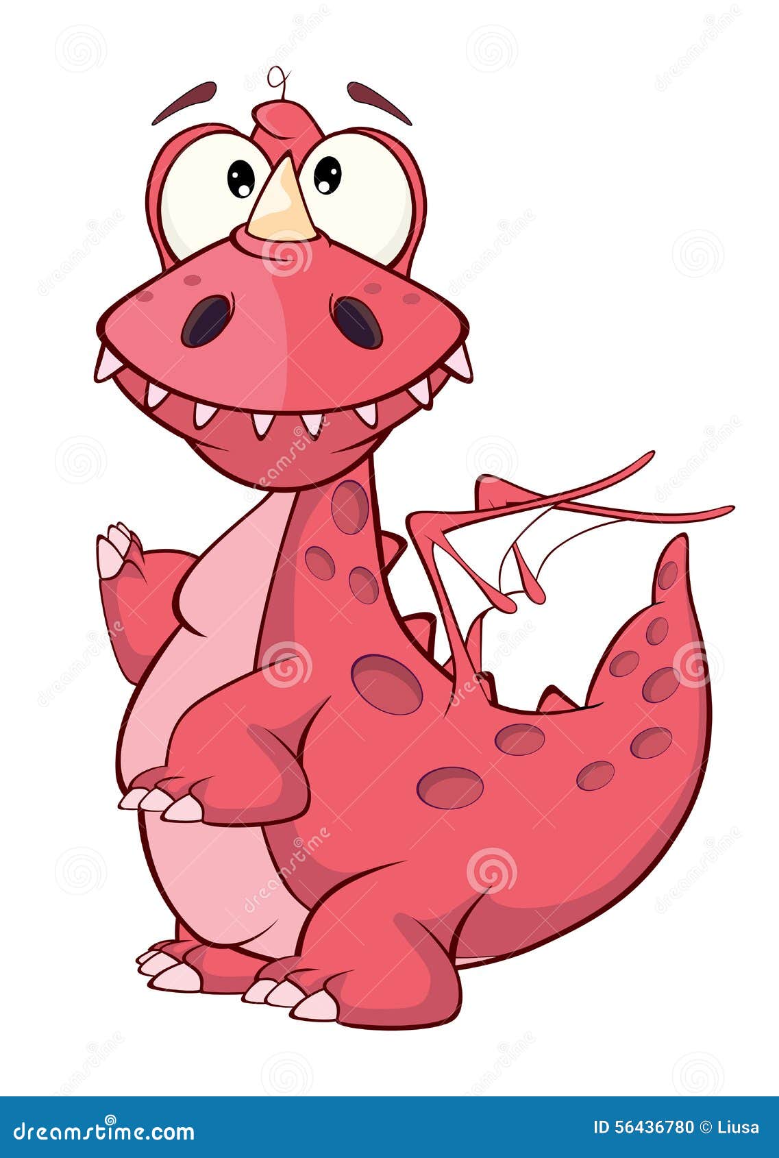 Cute Red Dragon Illustration. Cartoon Stock Vector - Illustration of ...