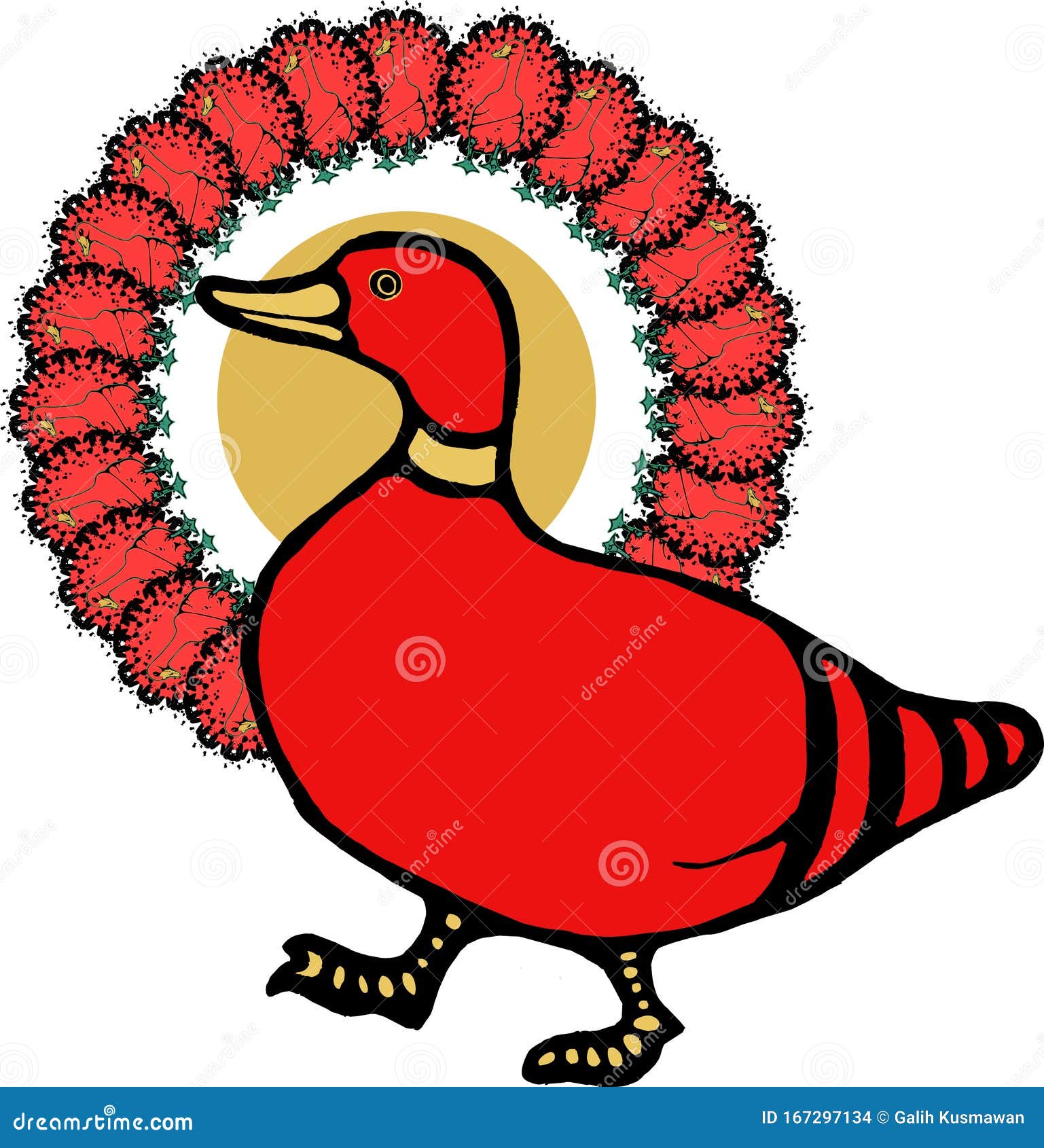 Cute Red Duck Illustration with Beautiful Circle Which is upon Its Head ...