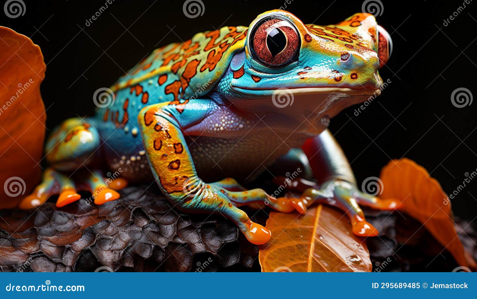 Cute Red Eyed Tree Frog Sitting on Leaf Generated by AI Stock Image ...