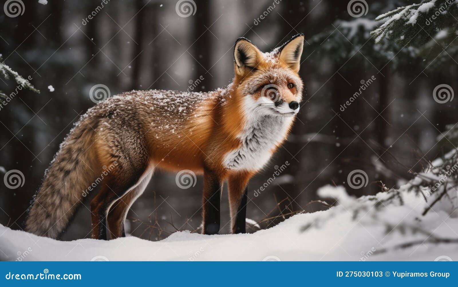 Cute Red Fox Looking at Camera in Snow Generated by AI Stock Image ...