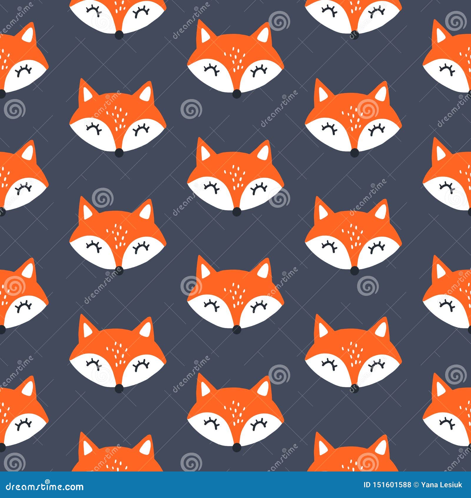 Cute Red Fox Seamless Pattern. Vector Animals Background Stock Vector ...