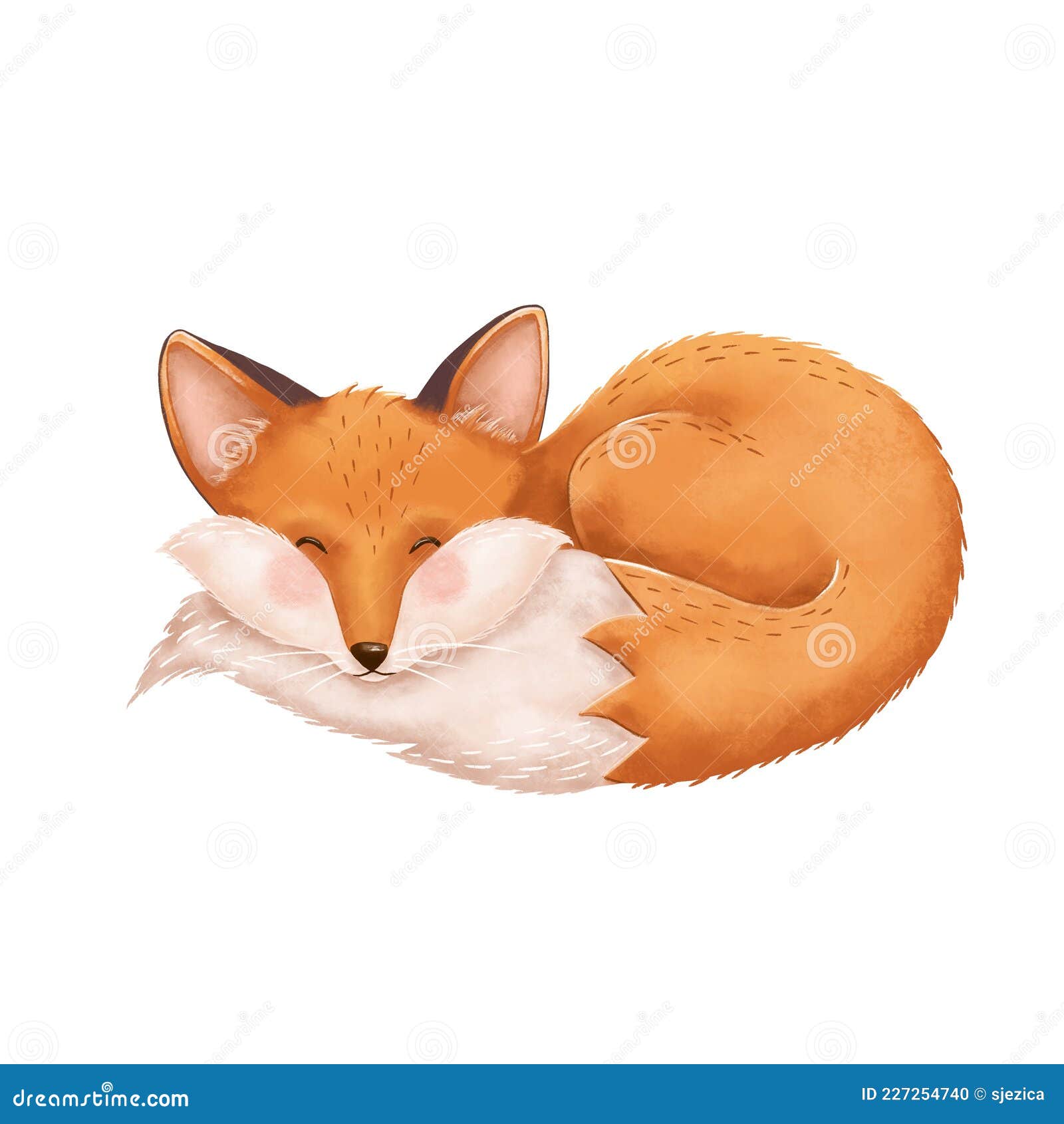 Cute red fox stock illustration. Illustration of illustrated - 227254740