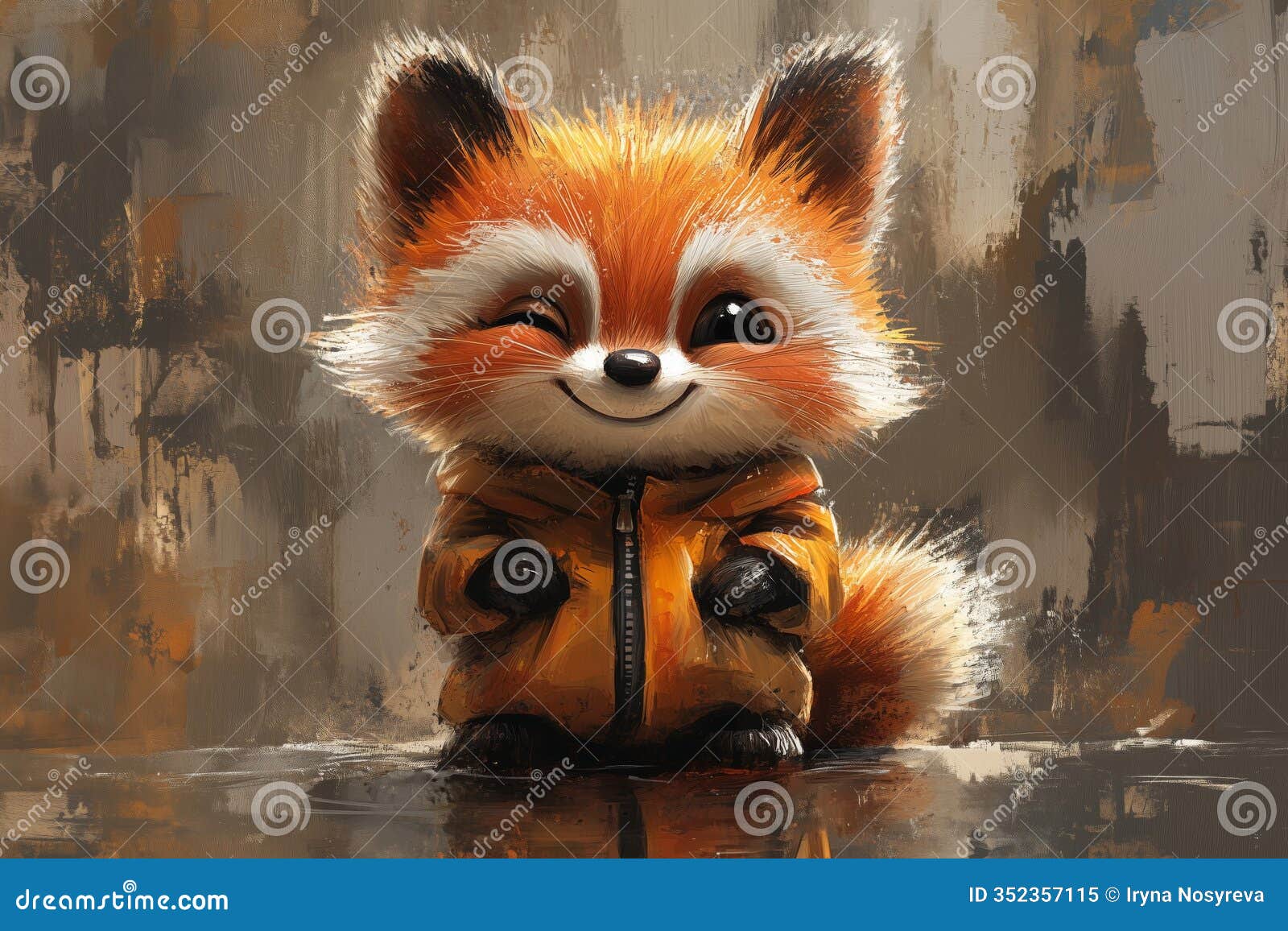 Cute Red Fox Wearing a Yellow Raincoat Winking and Smiling Stock ...