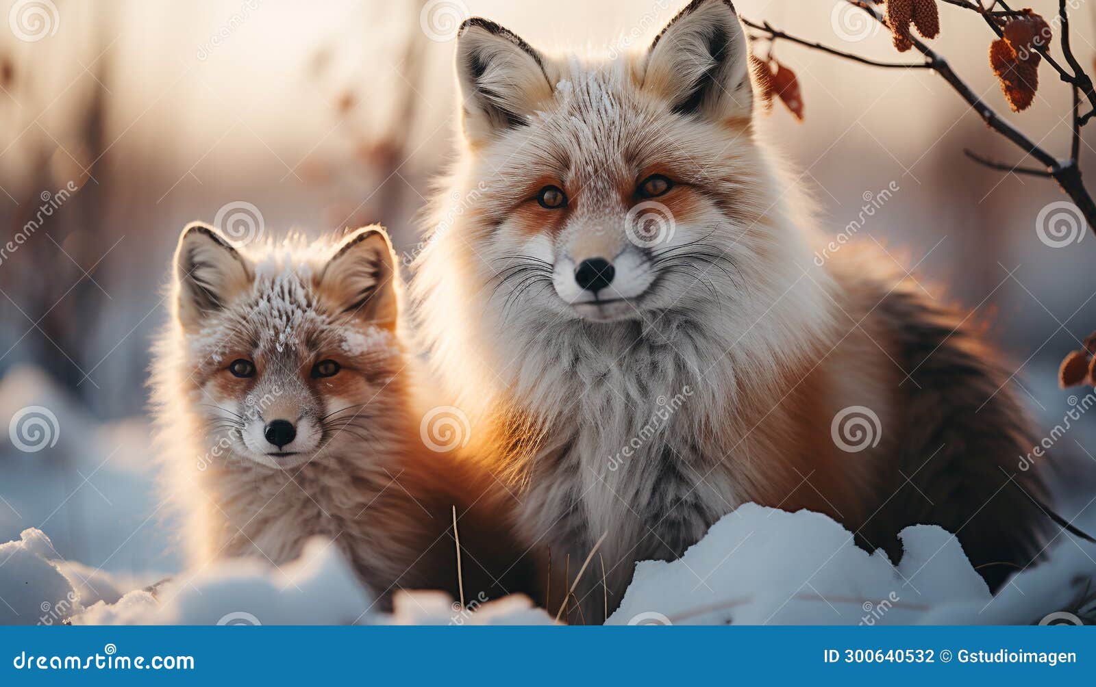 Cute Red Fox in Winter Snow, Looking at Camera Generated by AI Stock ...