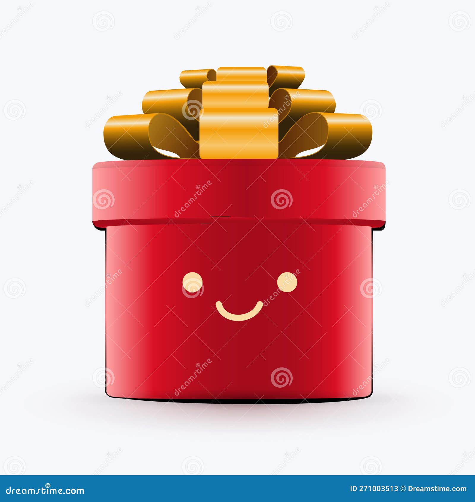 Cute Red Gift Box with Smiling Face, Holiday Present Concept on White ...