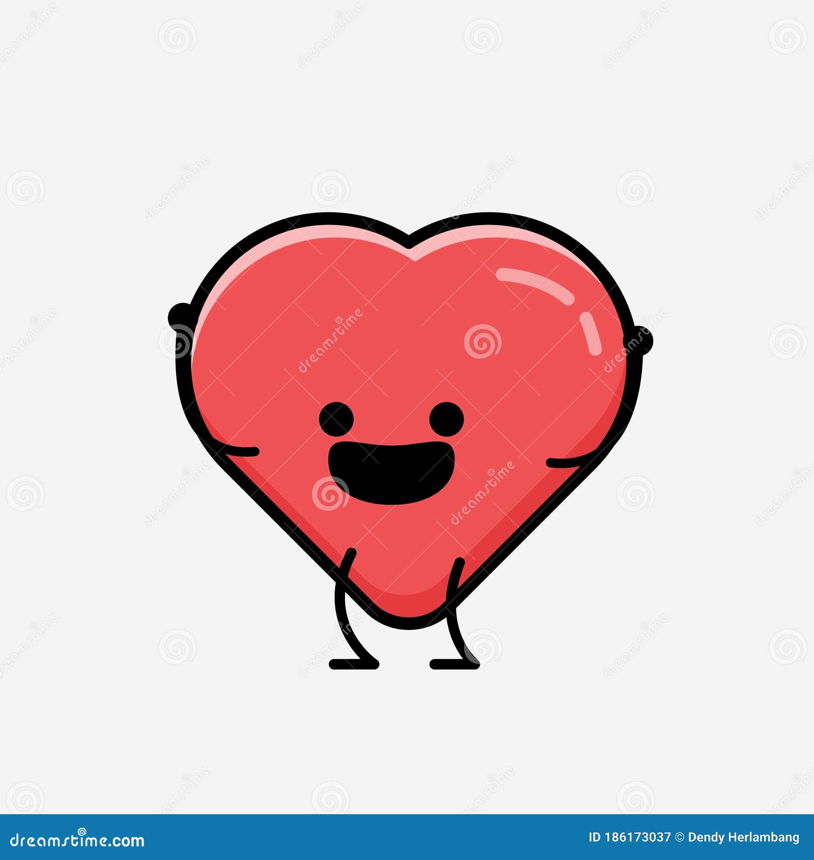 Cute Red Heart Mascot Vector Character in Flat Design Style Stock ...
