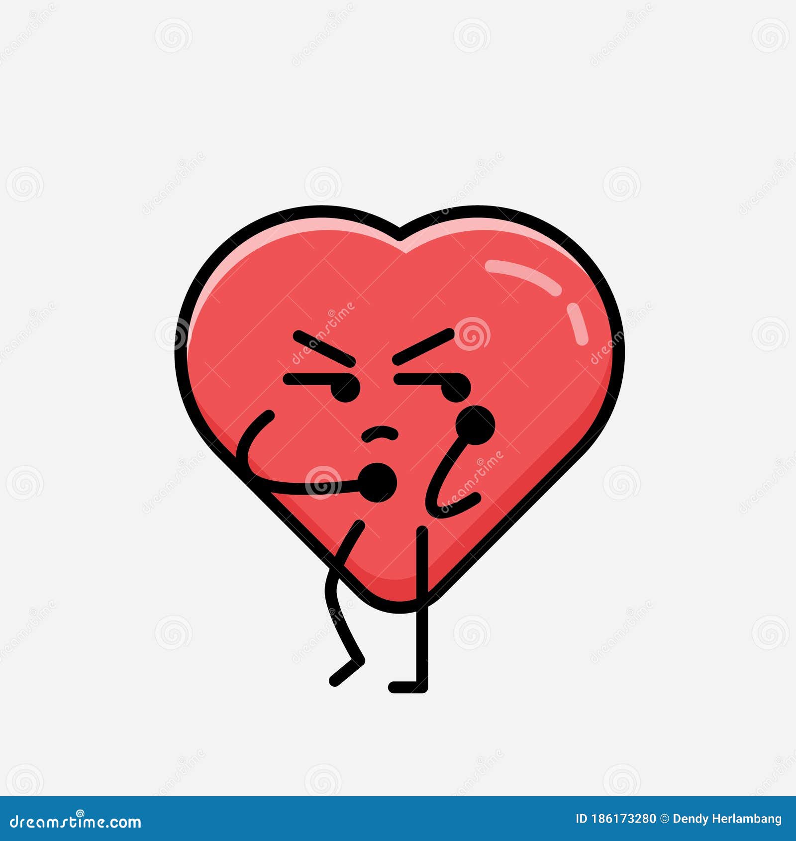 Cute Red Heart Mascot Vector Character in Flat Design Style Stock ...