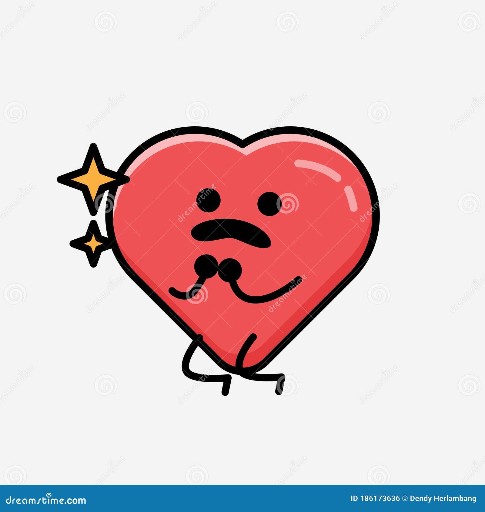 Cute Red Heart Mascot Vector Character in Flat Design Style Stock ...