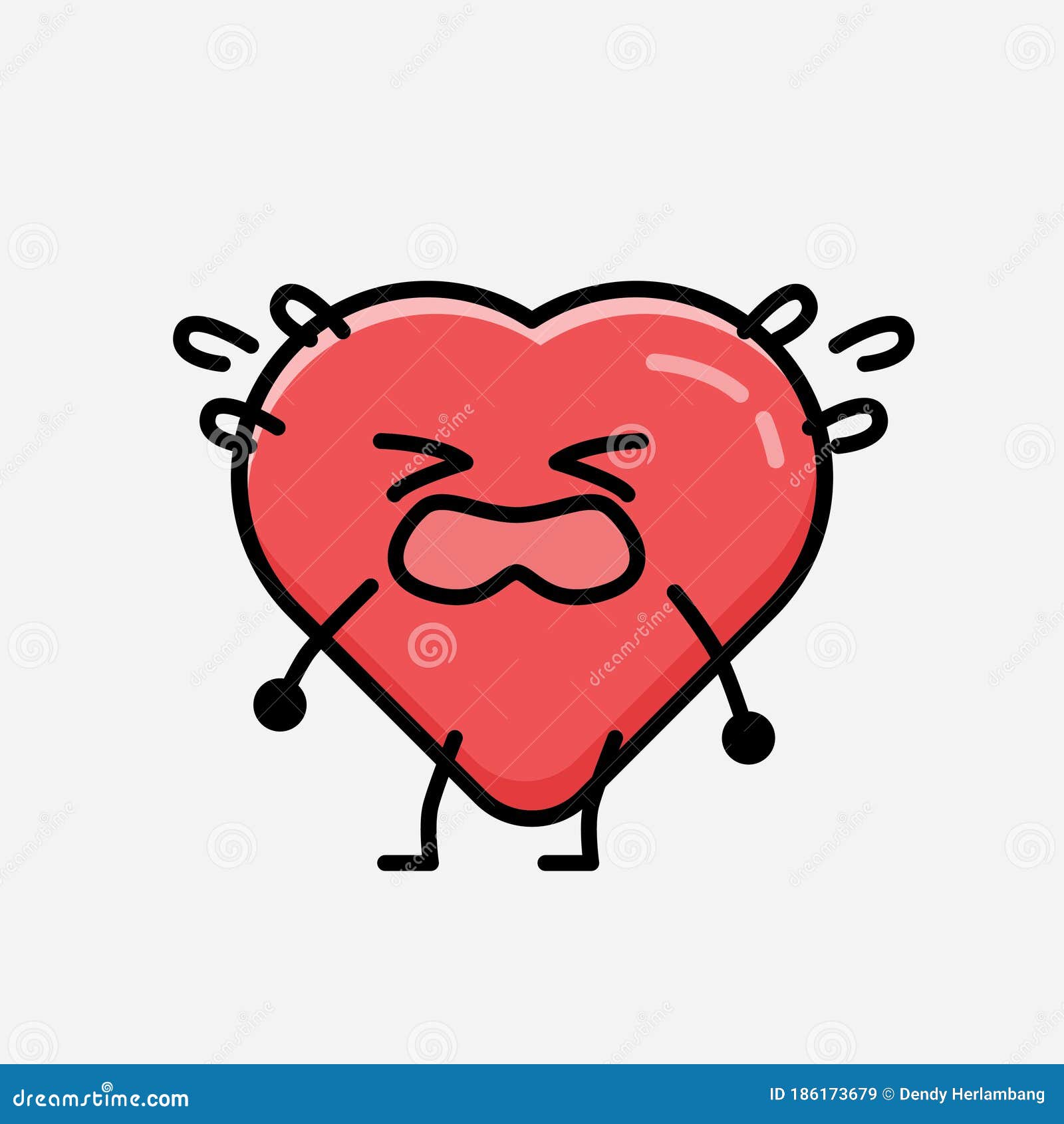 Cute Red Heart Mascot Vector Character in Flat Design Style Stock ...