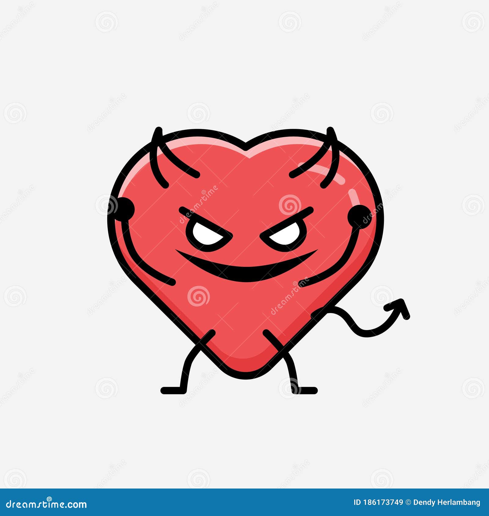 Cute Red Heart Mascot Vector Character in Flat Design Style Stock ...