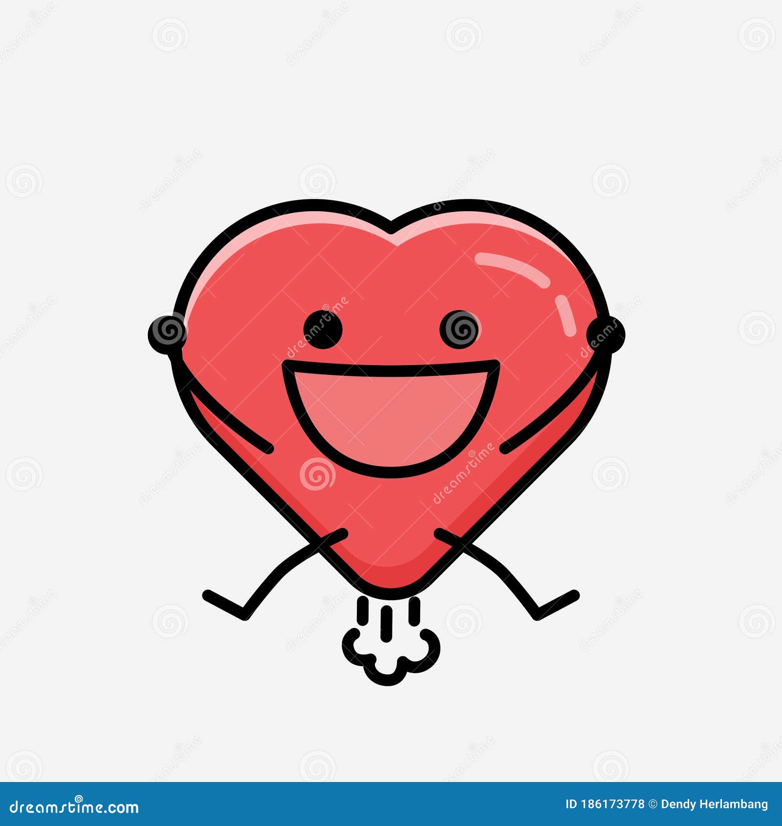 Cute Red Heart Mascot Vector Character in Flat Design Style Stock ...