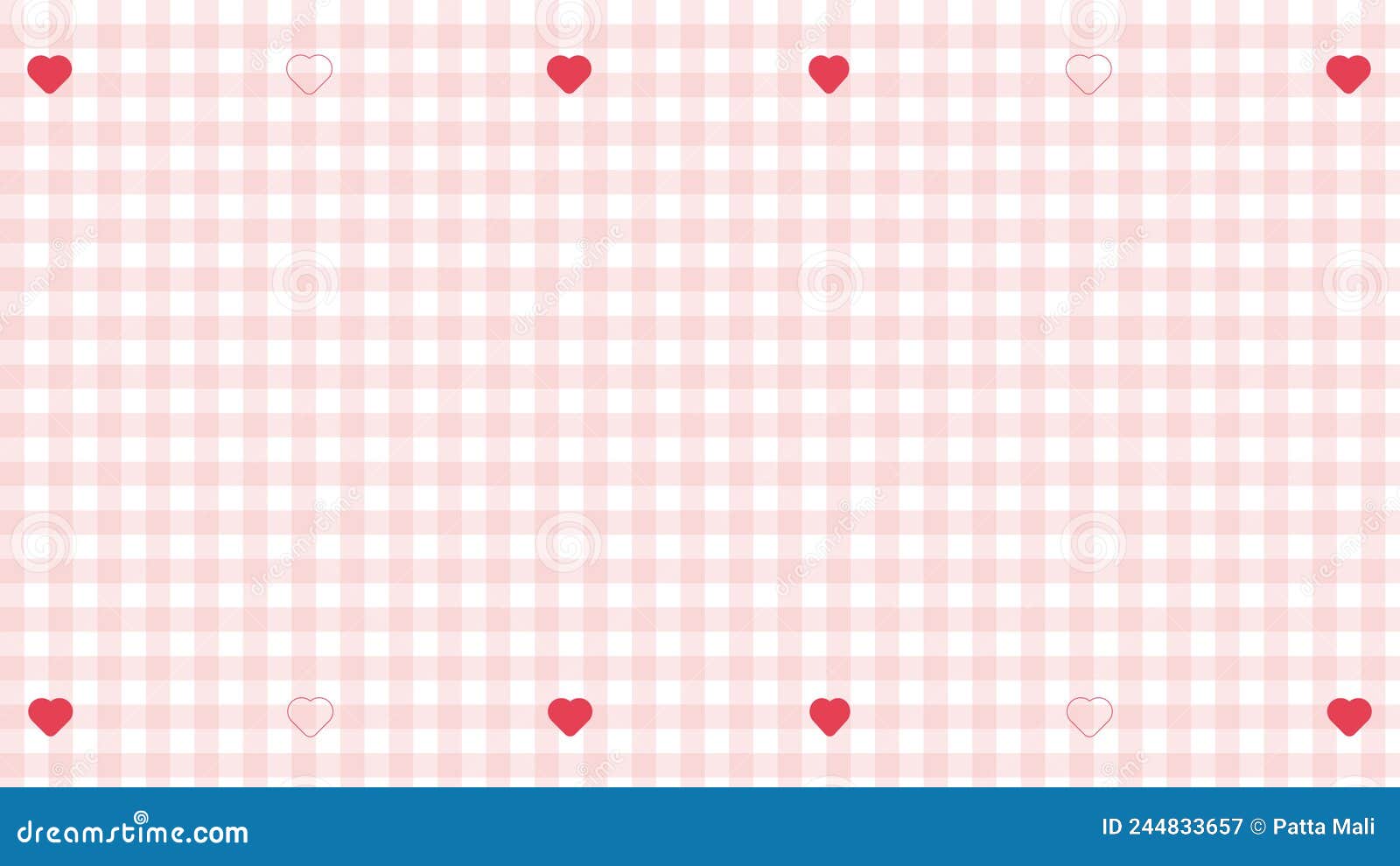 Cute Red Heart Shape on Red Gingham, Plaid, Checkered Pattern ...
