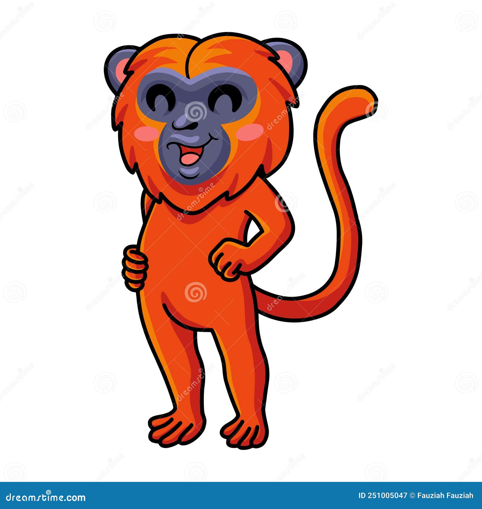 Cute Red Howler Monkey Cartoon Hanging On Tree Vector Illustration ...