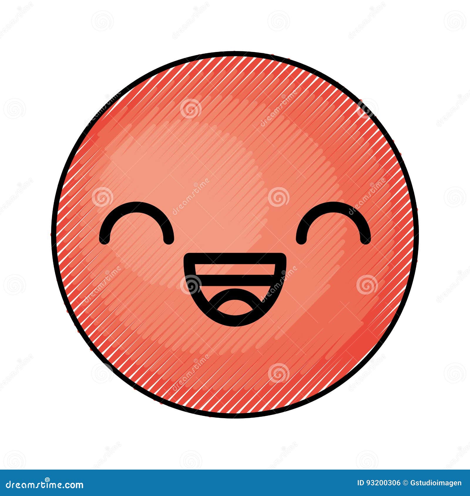 Cute Red Kawaii Emoticon Face Vector Illustration | CartoonDealer.com ...