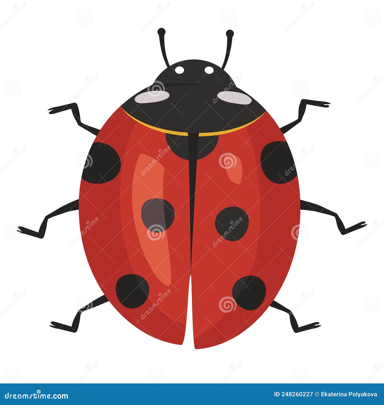 Cute Red Ladybug Icon with Black Spots. Stock Vector - Illustration of ...