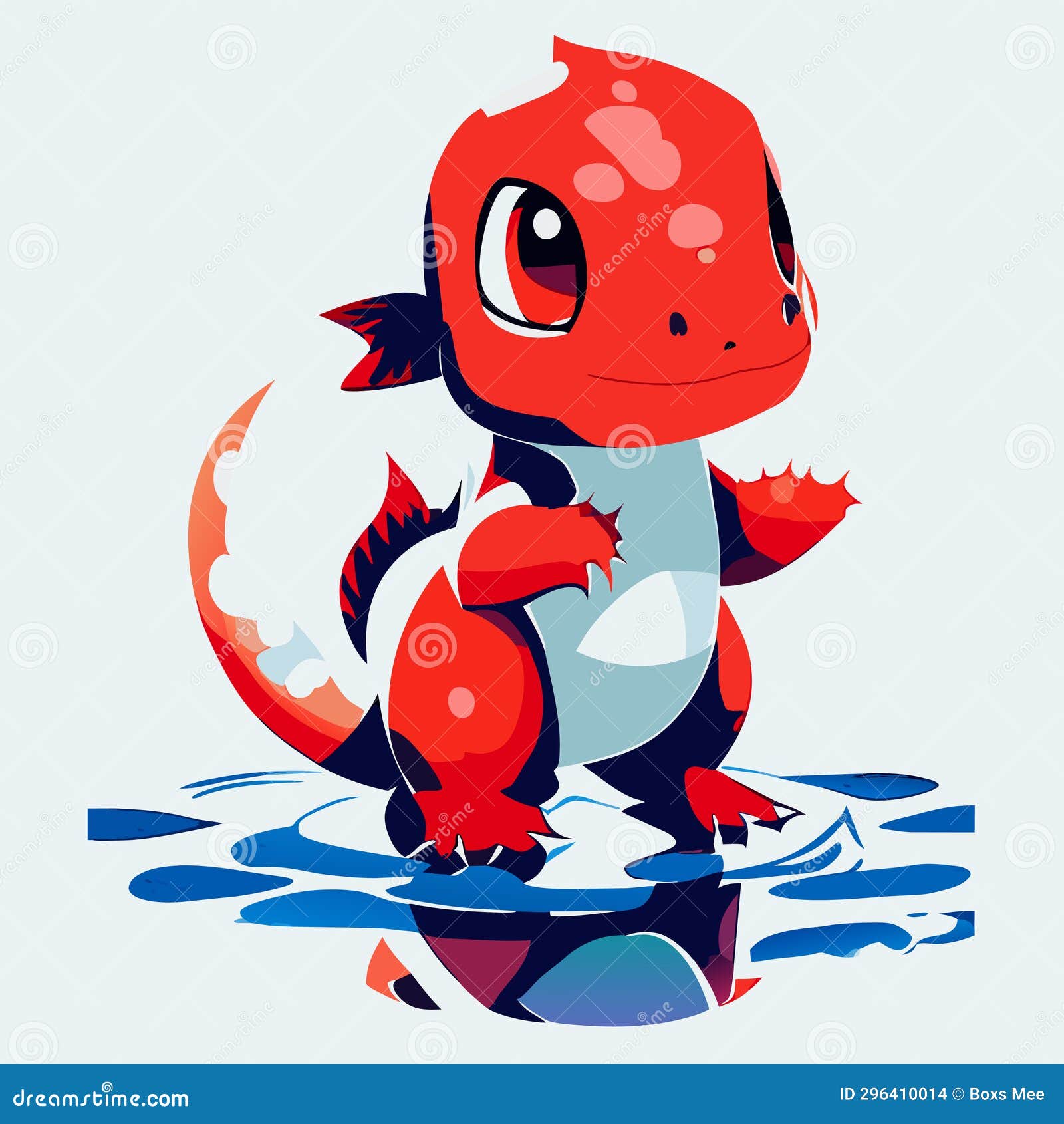 Cute Red Lizard in the Water. Vector Illustration in a Flat Style Stock ...