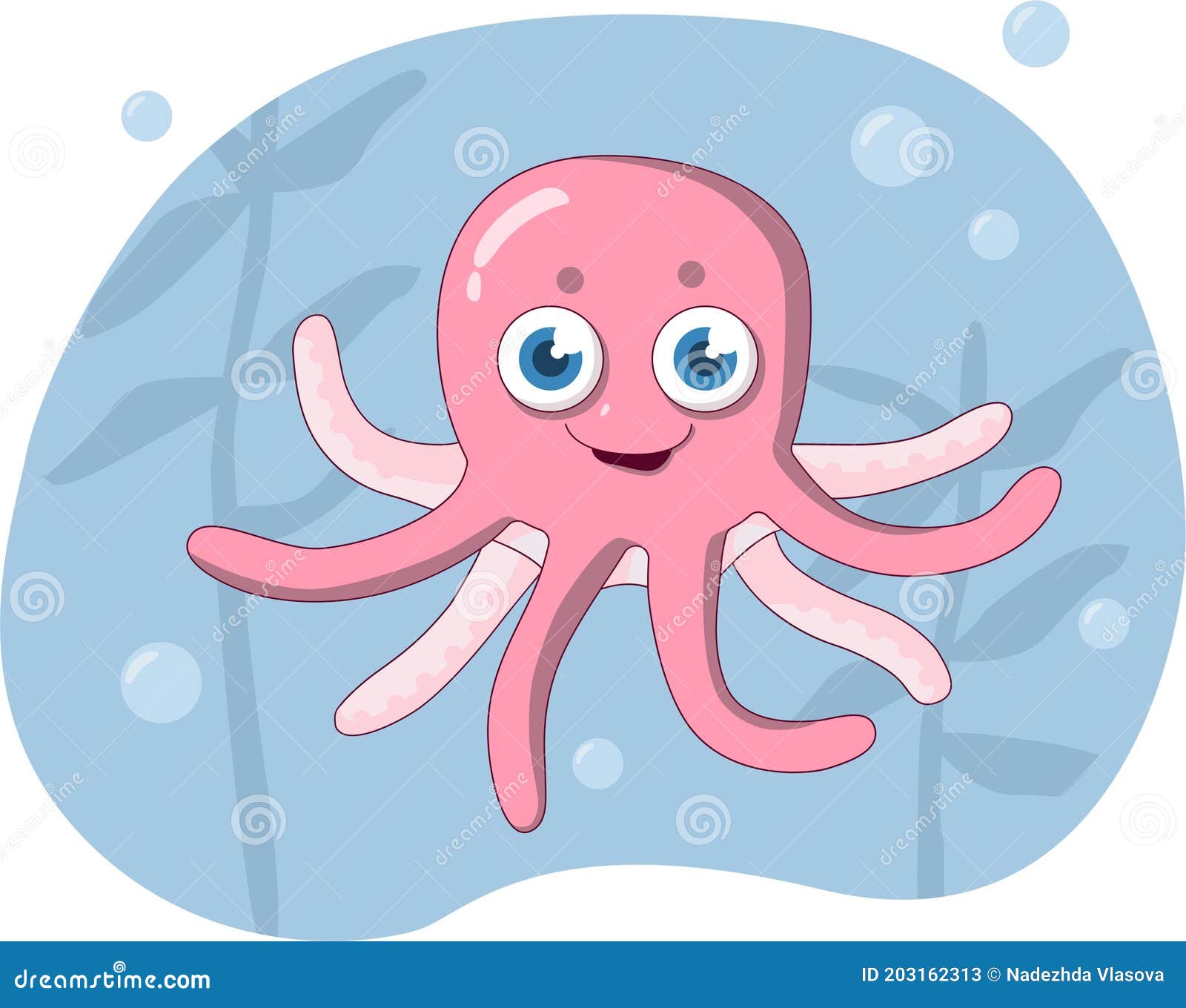 Cute Red Octopus Cartoon Vector Stock Vector - Illustration of nature ...