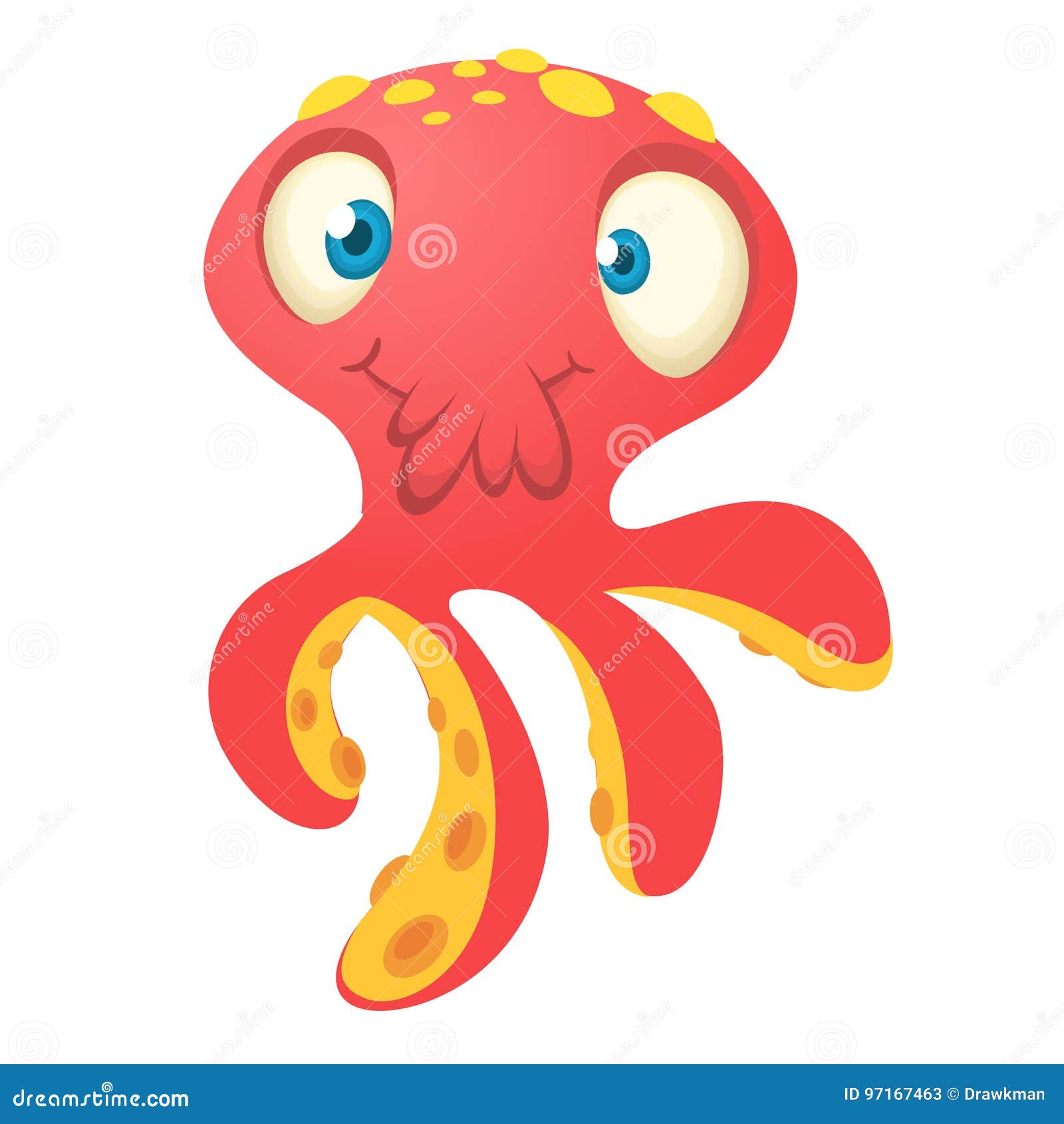 Cute Red Octopus Cartoon. Vector Isolated. Stock Vector - Illustration ...