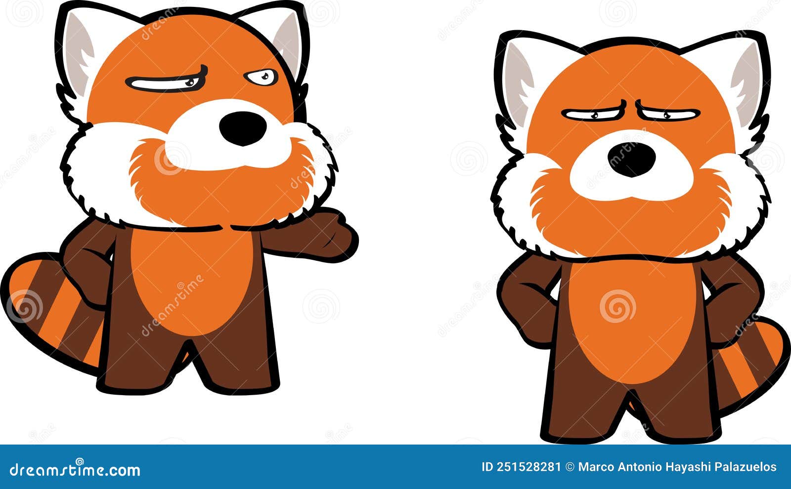 Funny Grumpy Red Panda Cartoon Expressions Pack Illustration Stock Vector - Illustration of bear ...