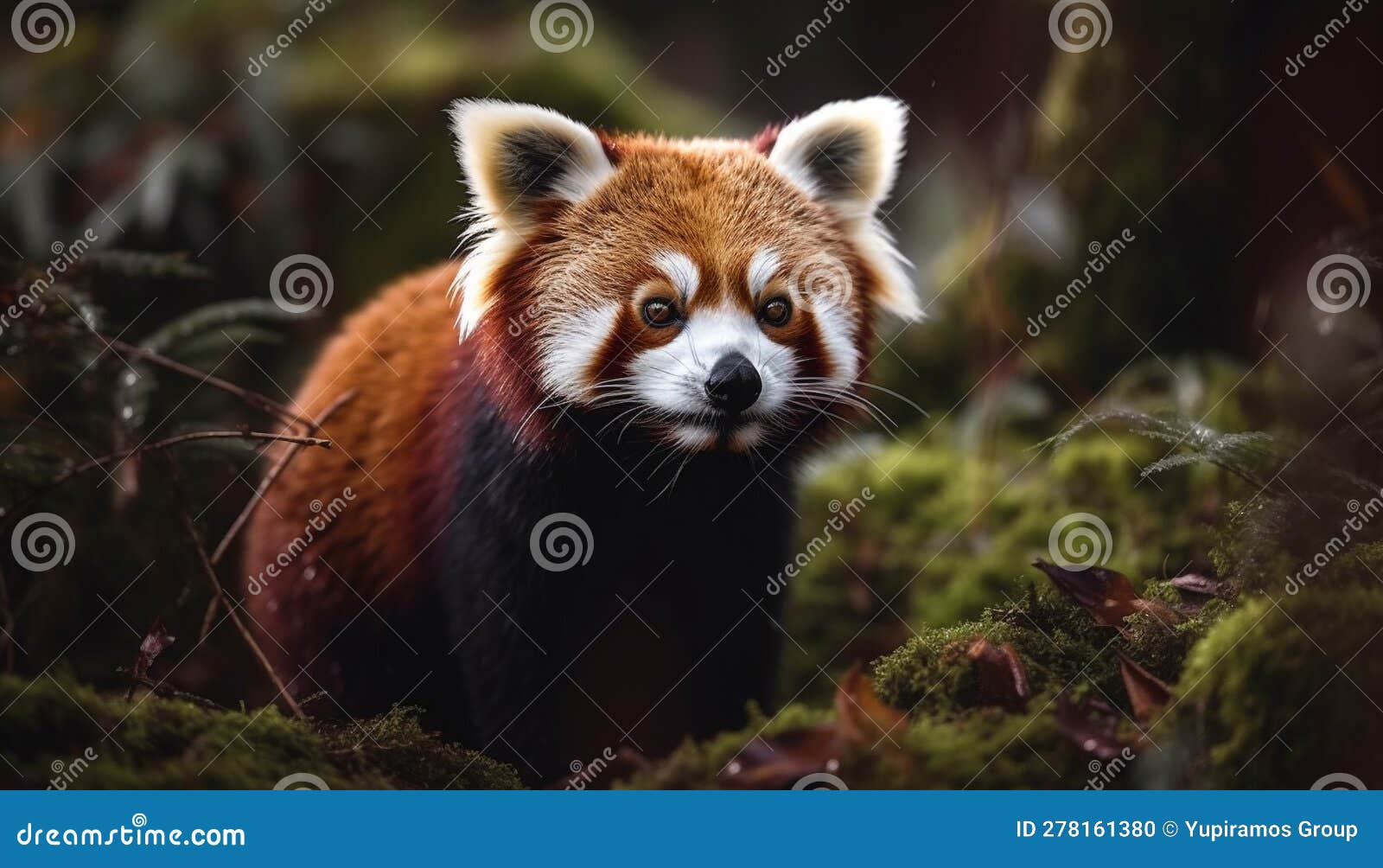 Cute Red Panda Sitting on Branch, Playful Generated by AI Stock ...