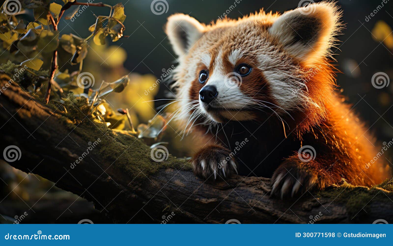 Cute Red Panda Sitting on Tree Branch Generated by AI Stock Photo ...