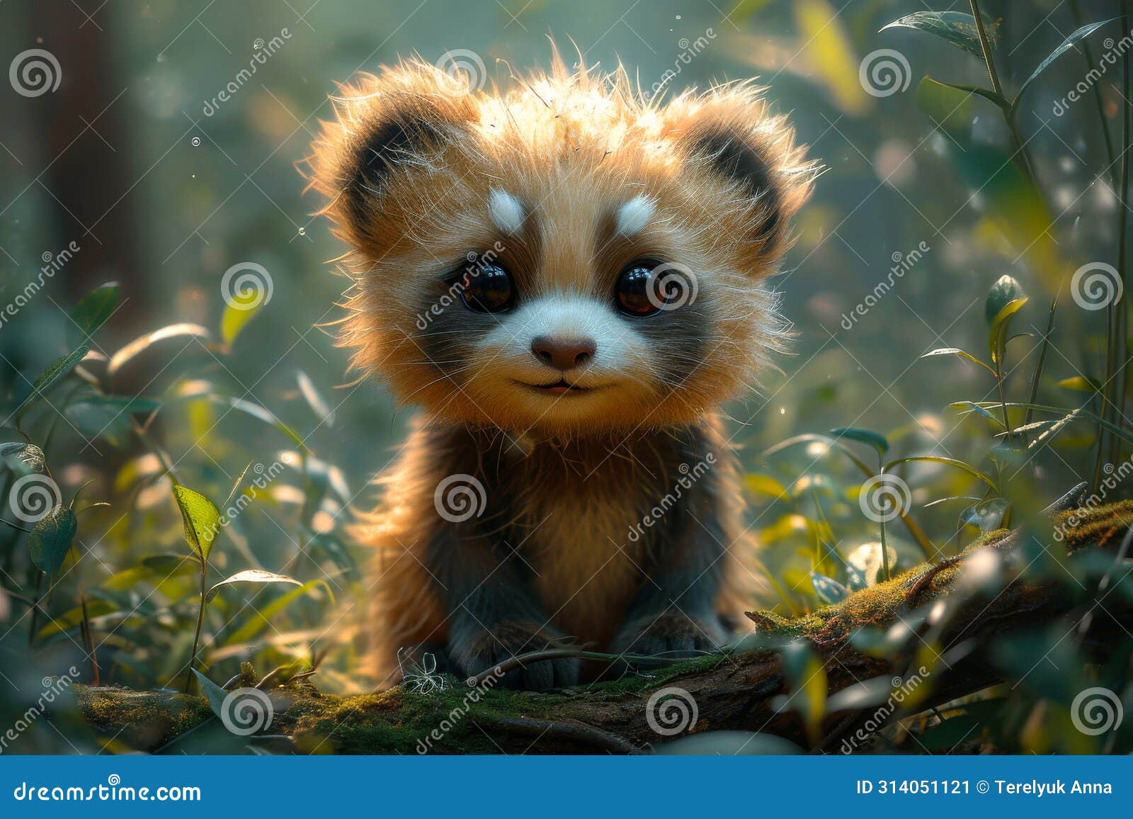 Cute Red Panda Standing in the Green Grass. a Baby Panda Stock Image ...
