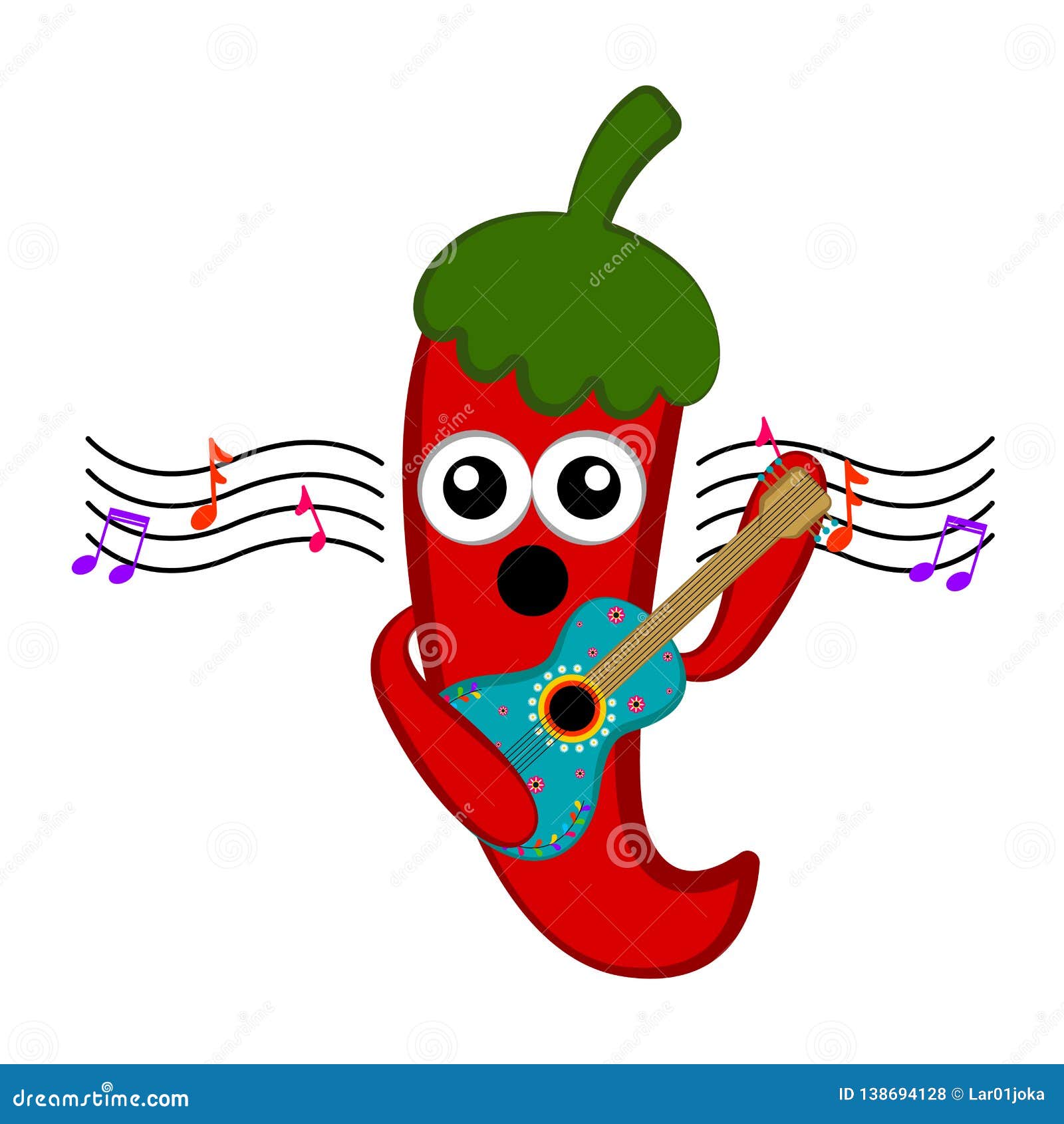 Cute red pepper singing stock vector. Illustration of cartoon - 138694128