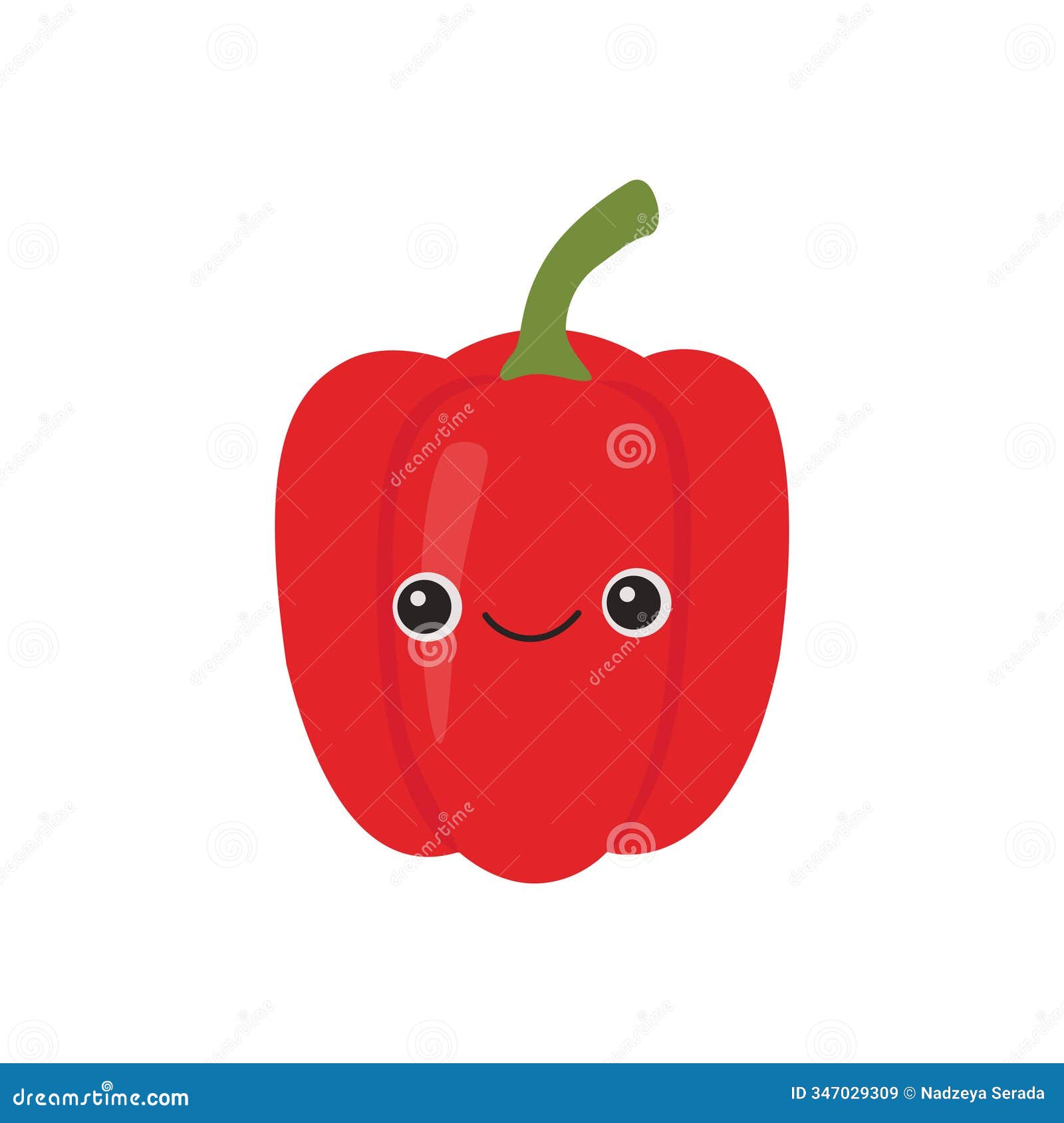 Cute Red Pepper with Smiling Face. Stock Illustration - Illustration of ...