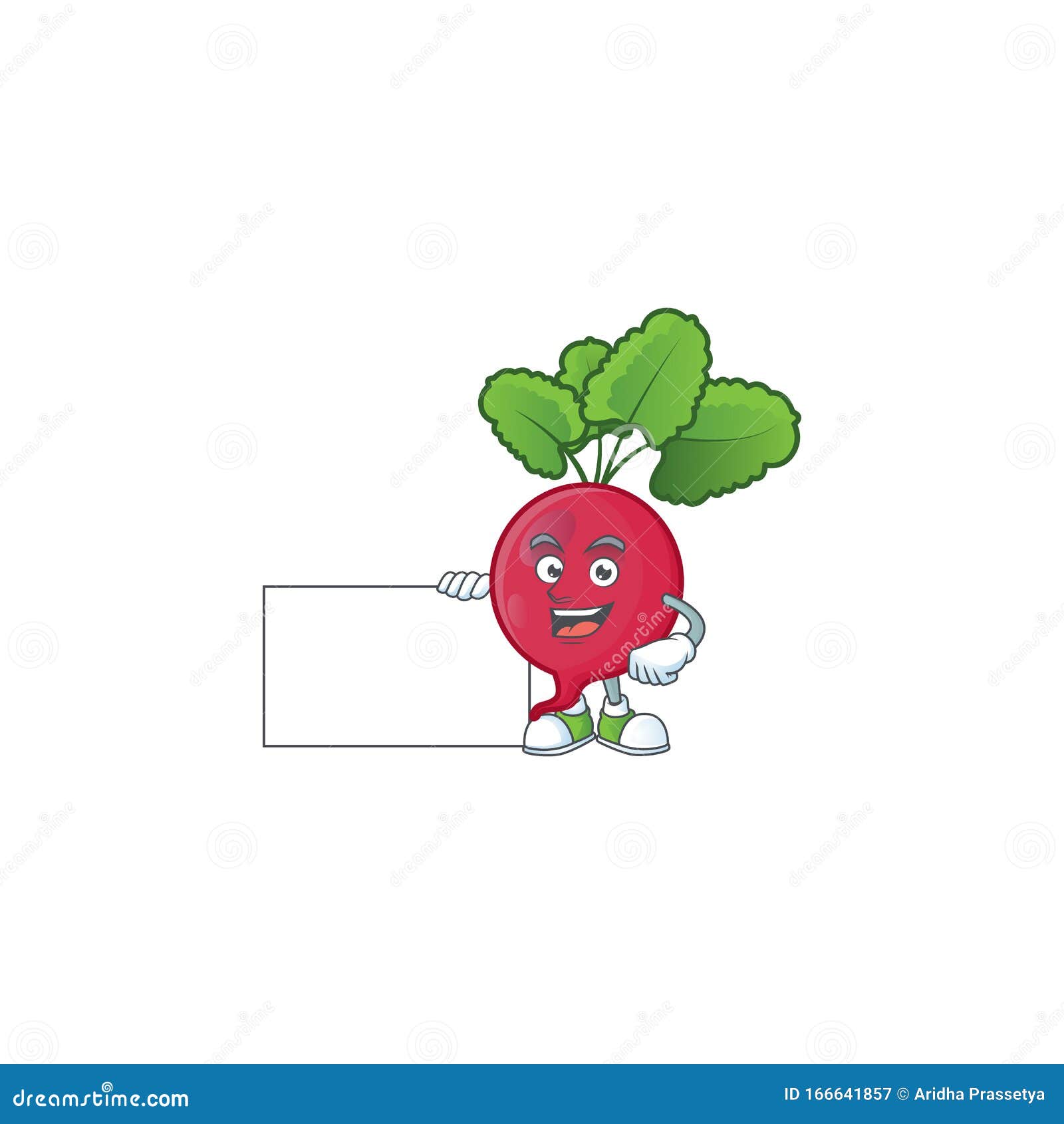 Cute Red Radish Cartoon Character with a Board Stock Vector ...