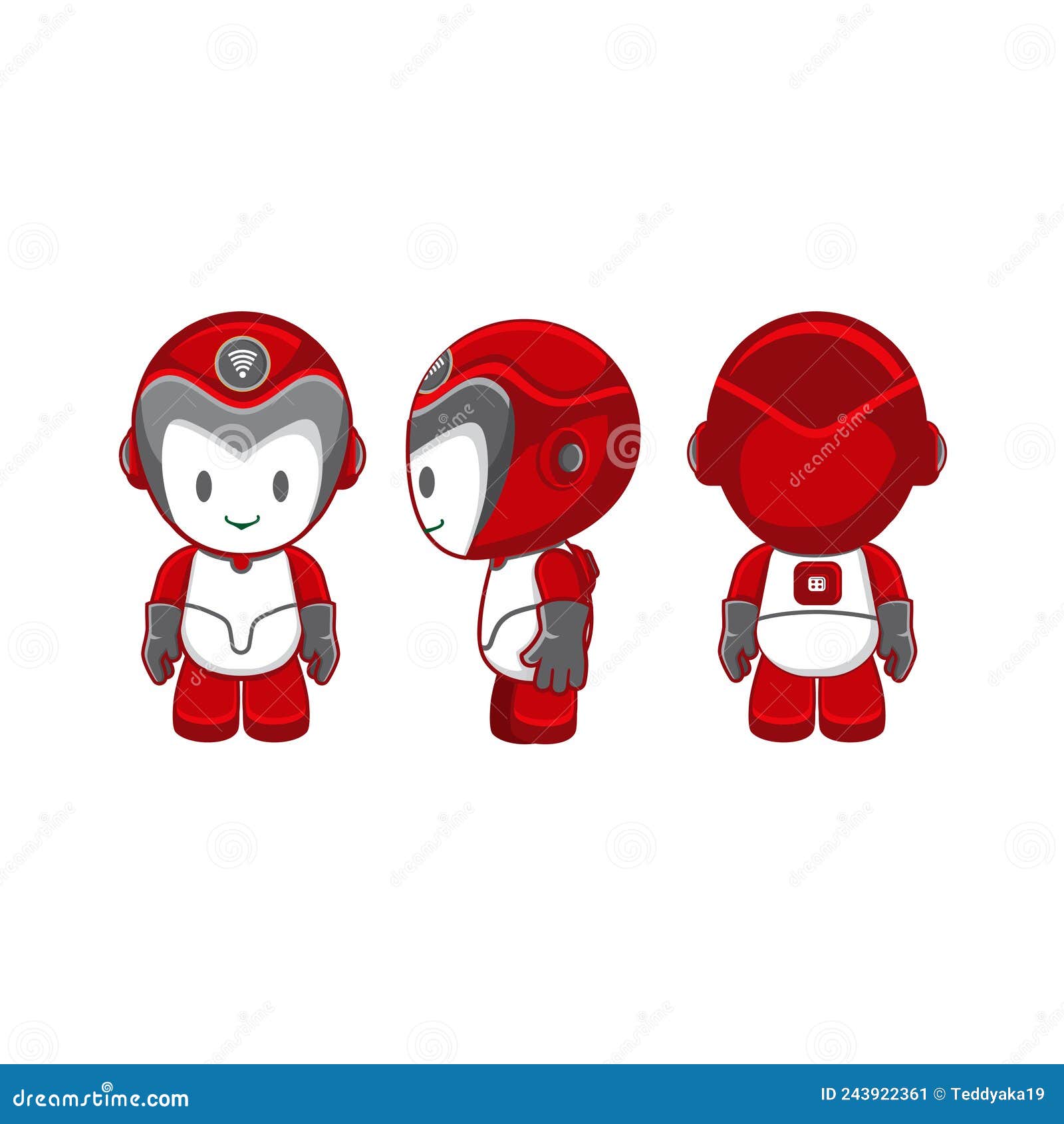 Cute Red Robot Mascot with Style Stock Vector - Illustration of ...