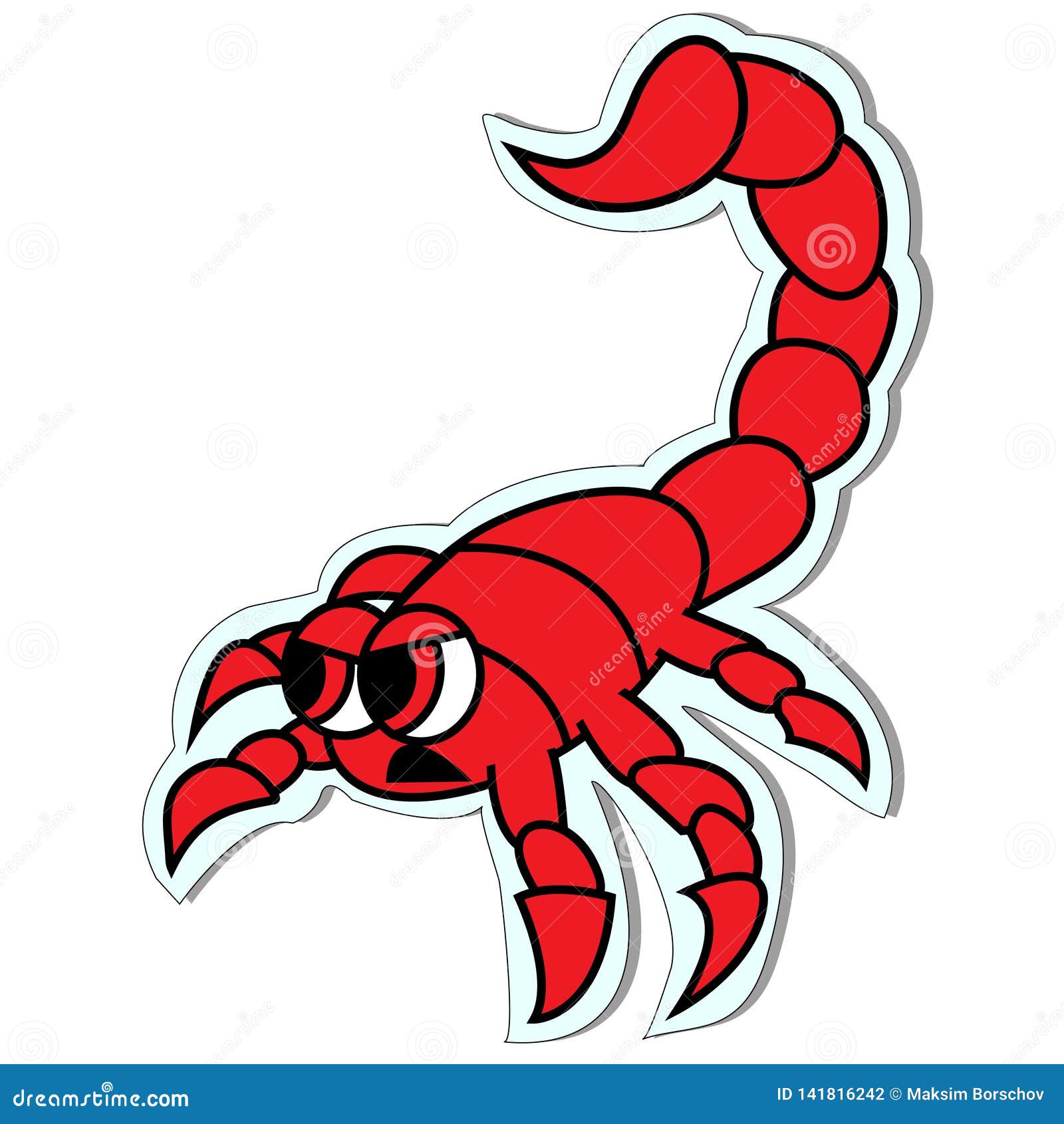 Cute red scorpion sticker stock vector. Illustration of dangerous ...