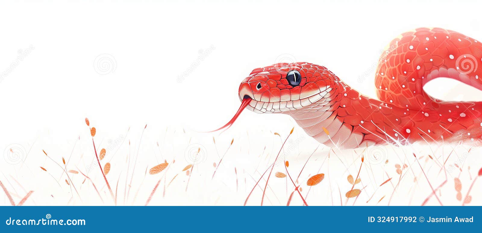 Cute Red Snake with Copy Space Year of the Snake Stock Illustration ...