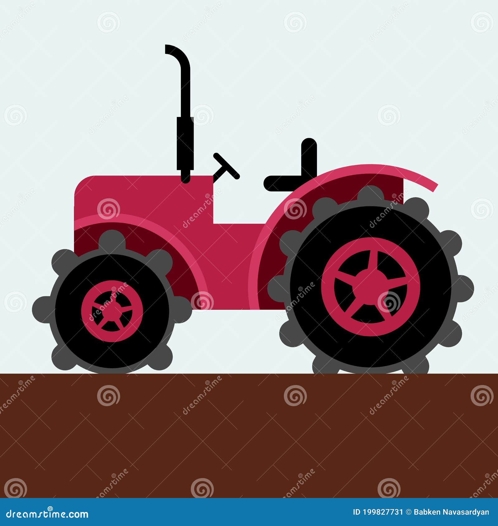 Cute Red Tractor Vector Icon Stock Vector - Illustration of truck ...