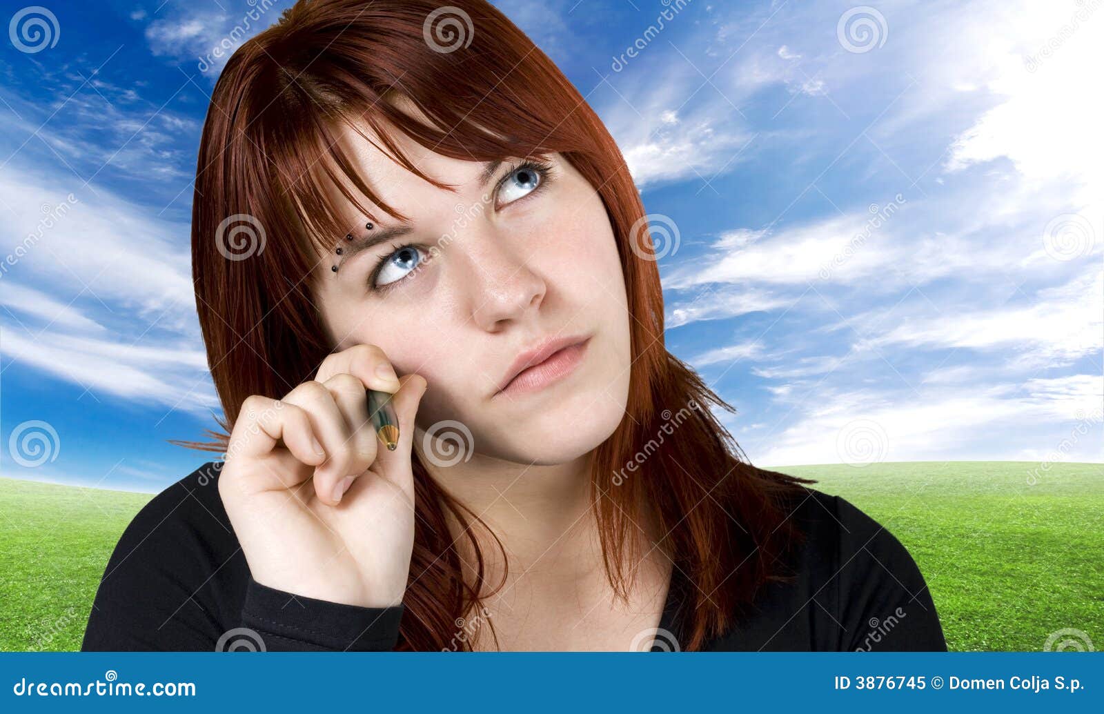 Cute Coy Redhead Girl With Freckles Begging For Something, Say Please ...