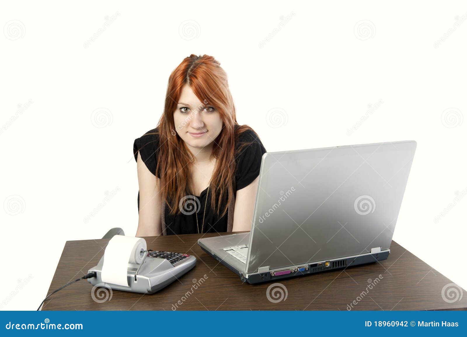 Cute redhead secretary stock photo. Image of occupation - 18960942