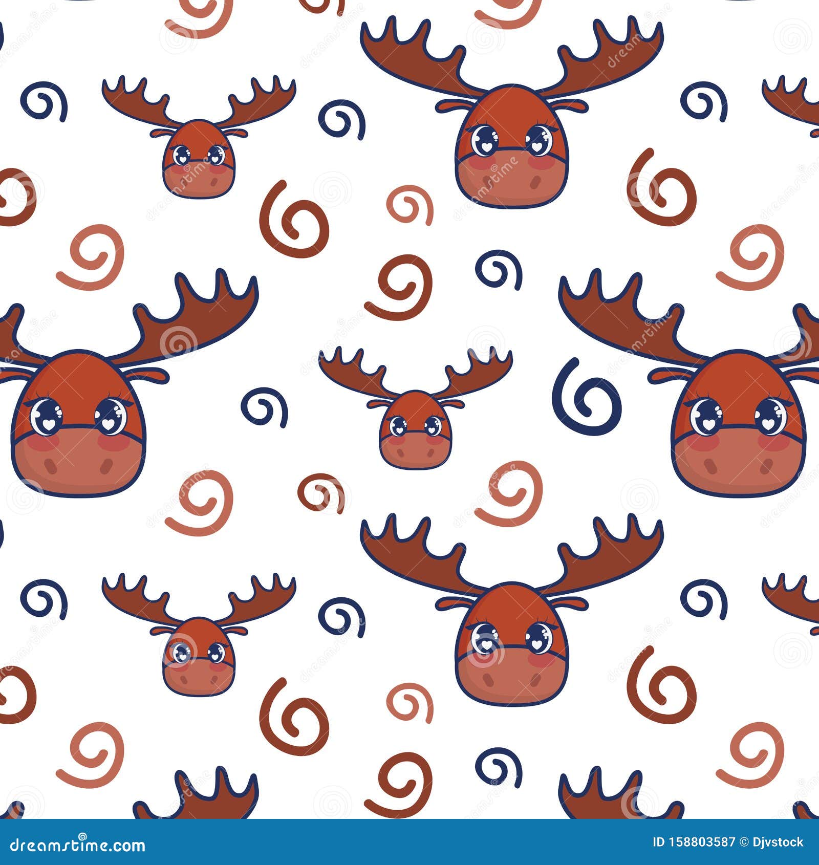 Cute Reindeer Adorable Pattern Vector Illustration Stock Illustration ...